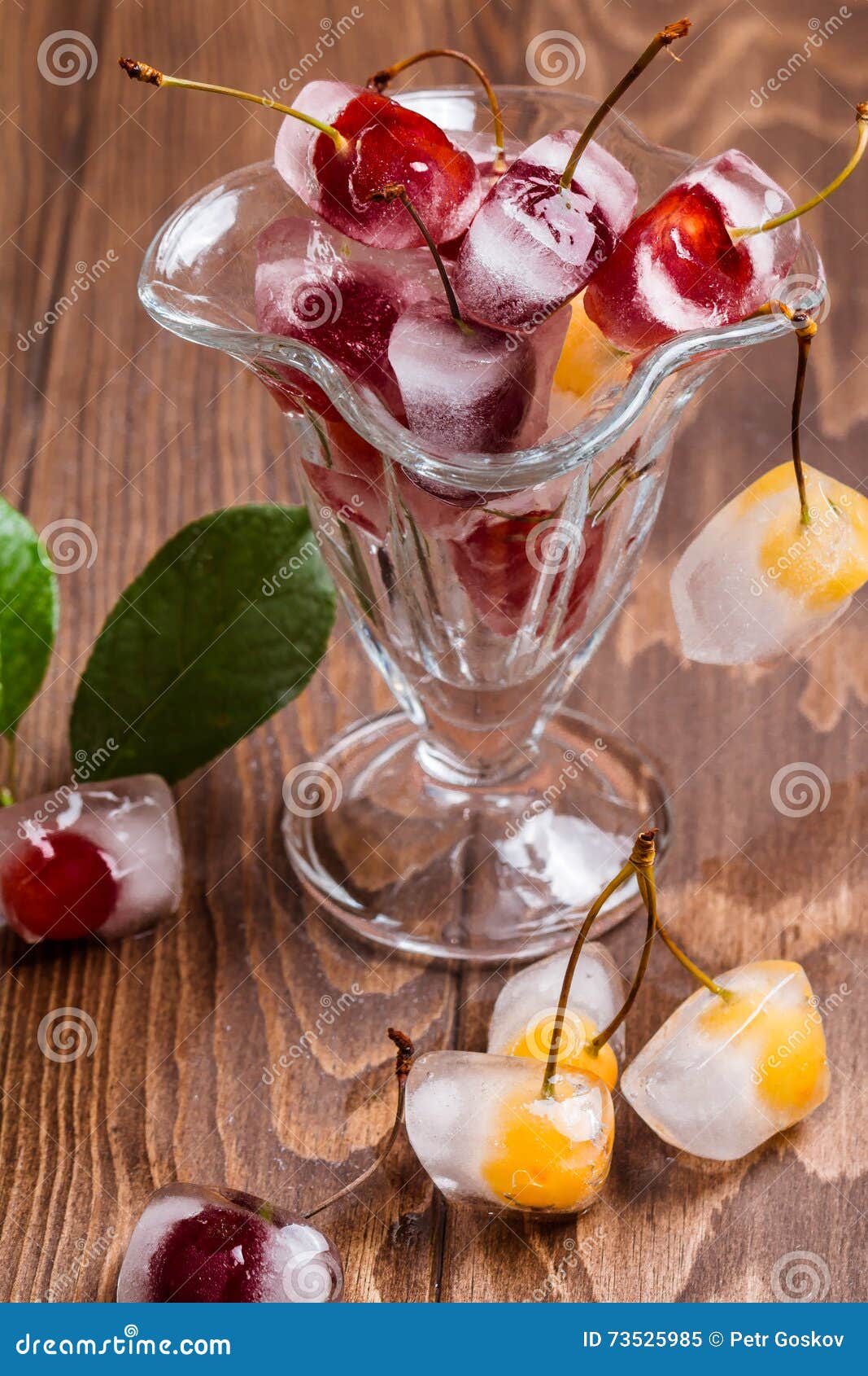 Cherry in Ice Cube in Glass Bowl Stock Image - Image of glass, drop ...