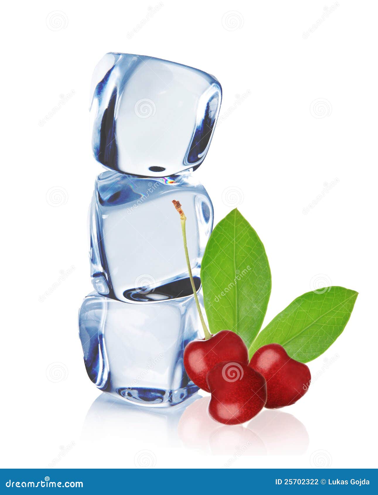 Cherry with Ice cubes stock photo. Image of solid, color - 25702322