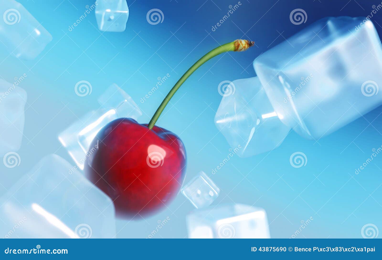 Cherry ice cubes stock illustration. Illustration of ilustration - 43875690