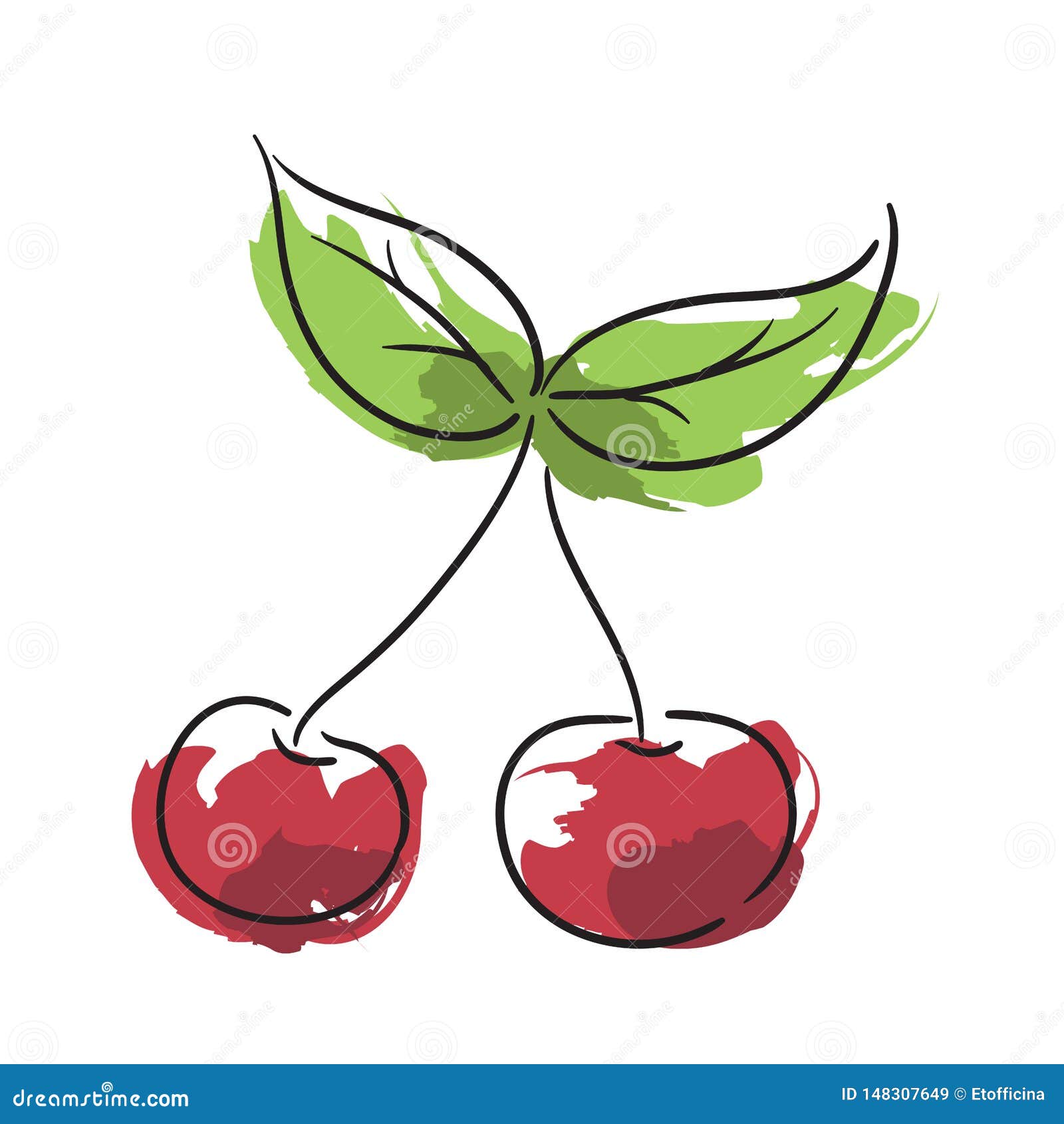 Cherry Icon - Doodle Sketchy Style Stock Vector - Illustration of vegan ...