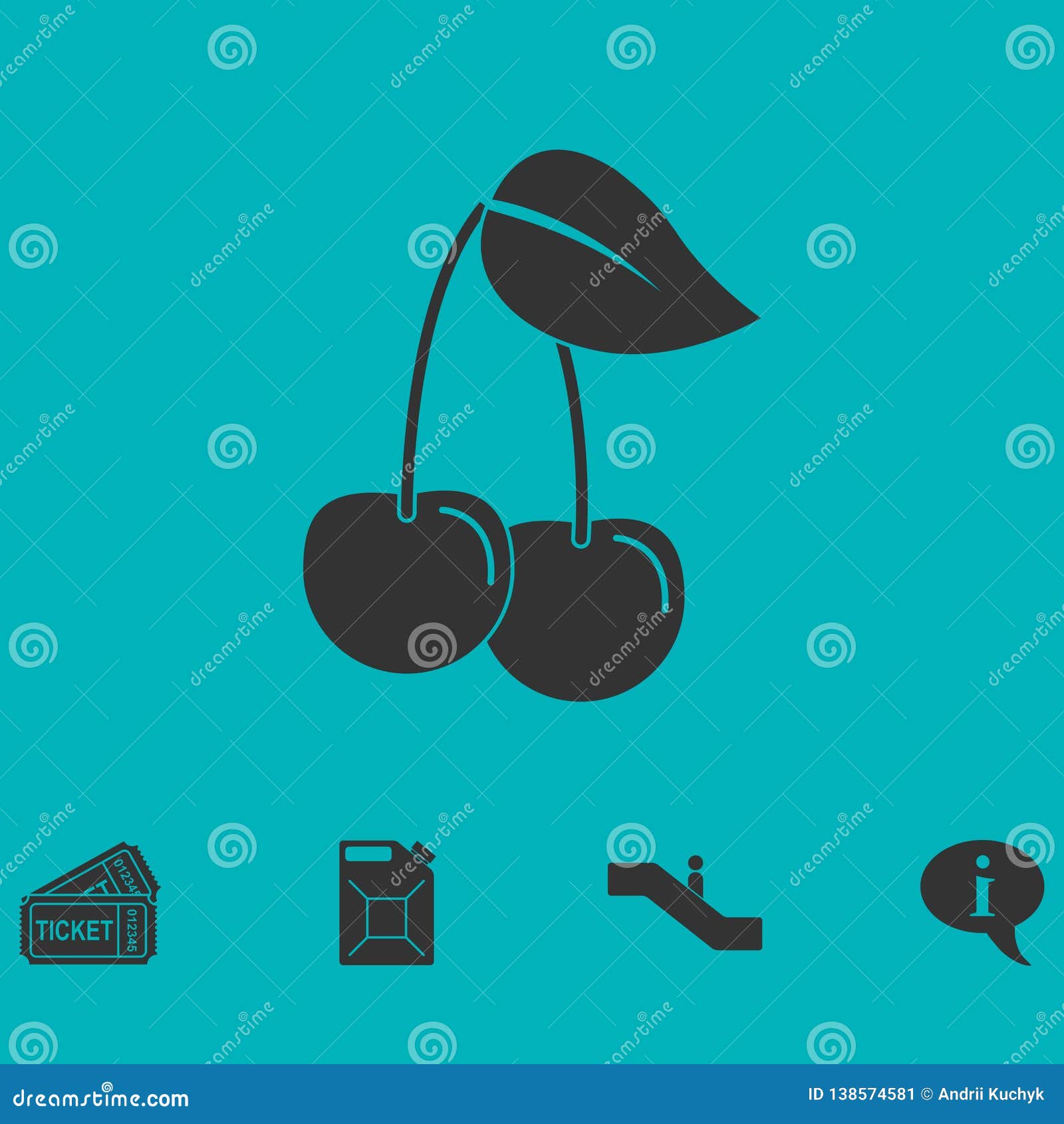 Cherry icon flat stock vector. Illustration of food - 138574581