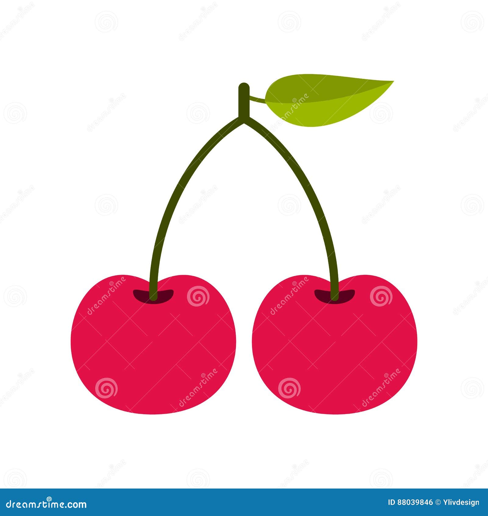 Cherry icon, flat style stock vector. Illustration of color - 88039846