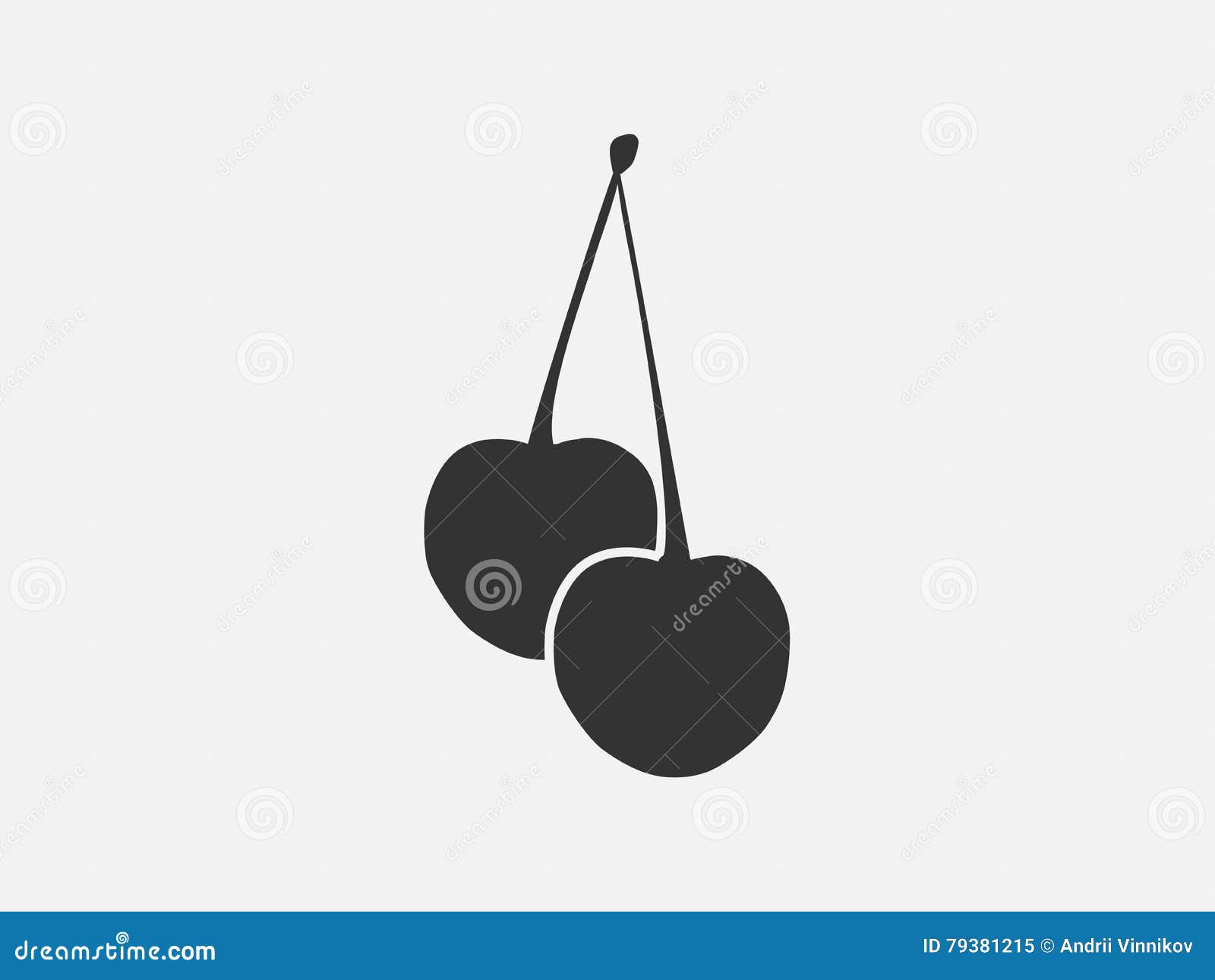 Cherry Icon Isolated Cherry, Cherry Contour. Bunch of Cherries Stock ...