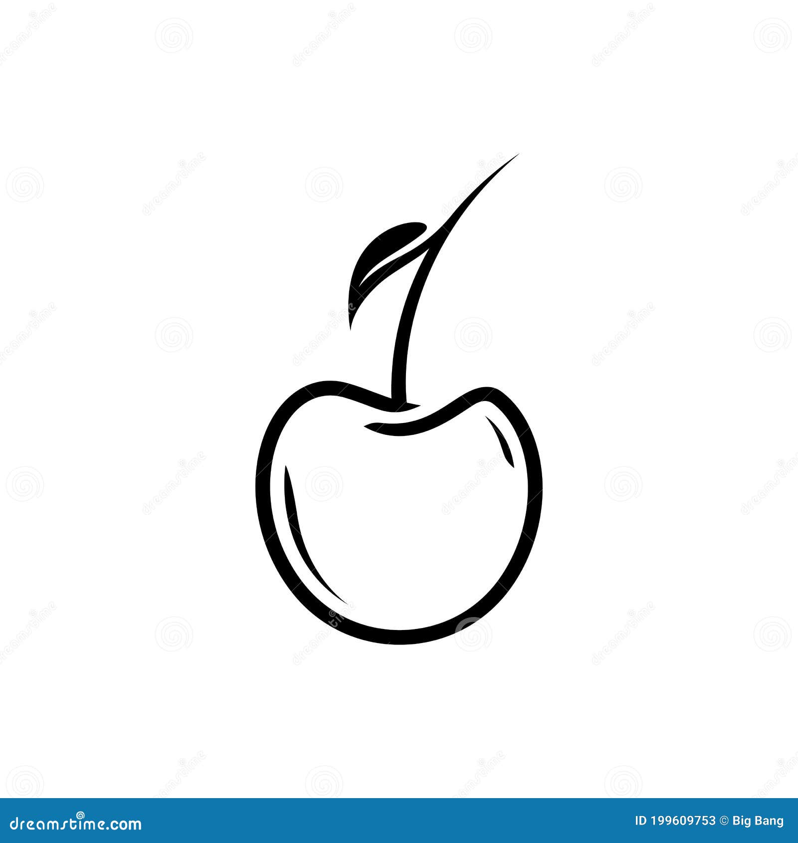 Cherry Icon, Outline Vector, Linear Pictogram Isolated on White. Logo ...