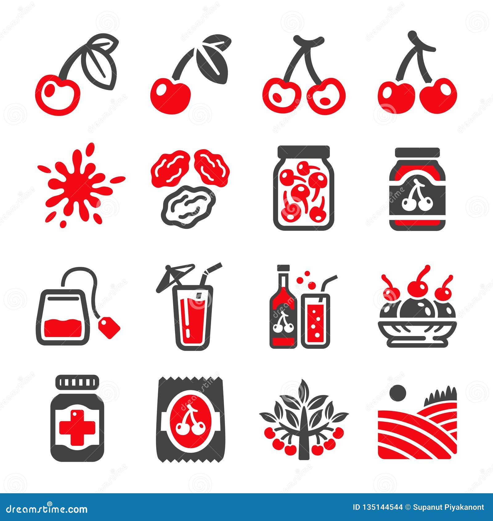 Cherry Icon, Simple Design, Cherries Icon Clip Art. Cartoon Vector ...