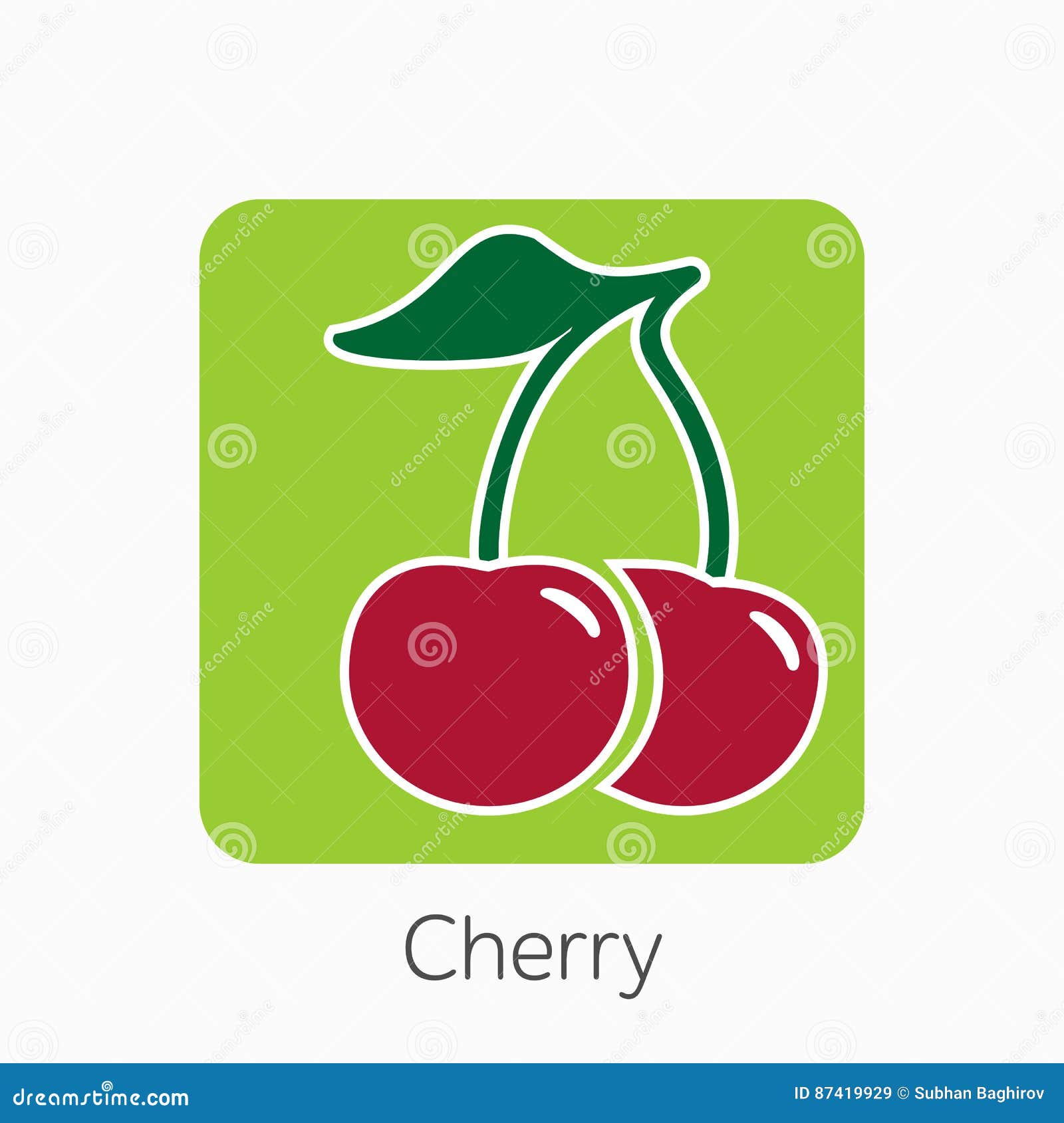 Cherry Icon Simple Flat Vector Illustration. Fresh Cherry Sign Stock ...