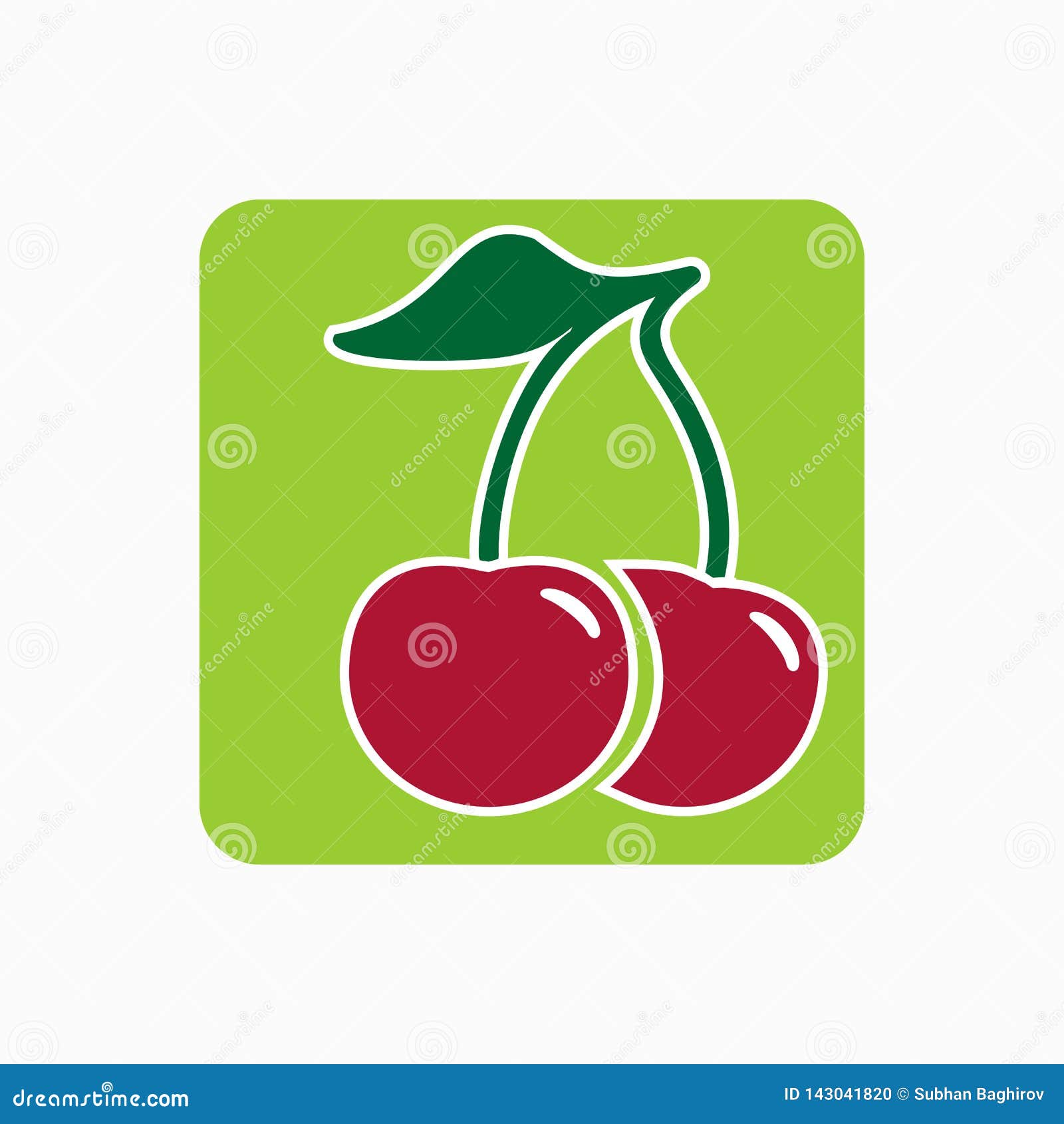 Cherry Icon Simple Flat Vector Illustration. Fresh Cherry Sign Stock ...