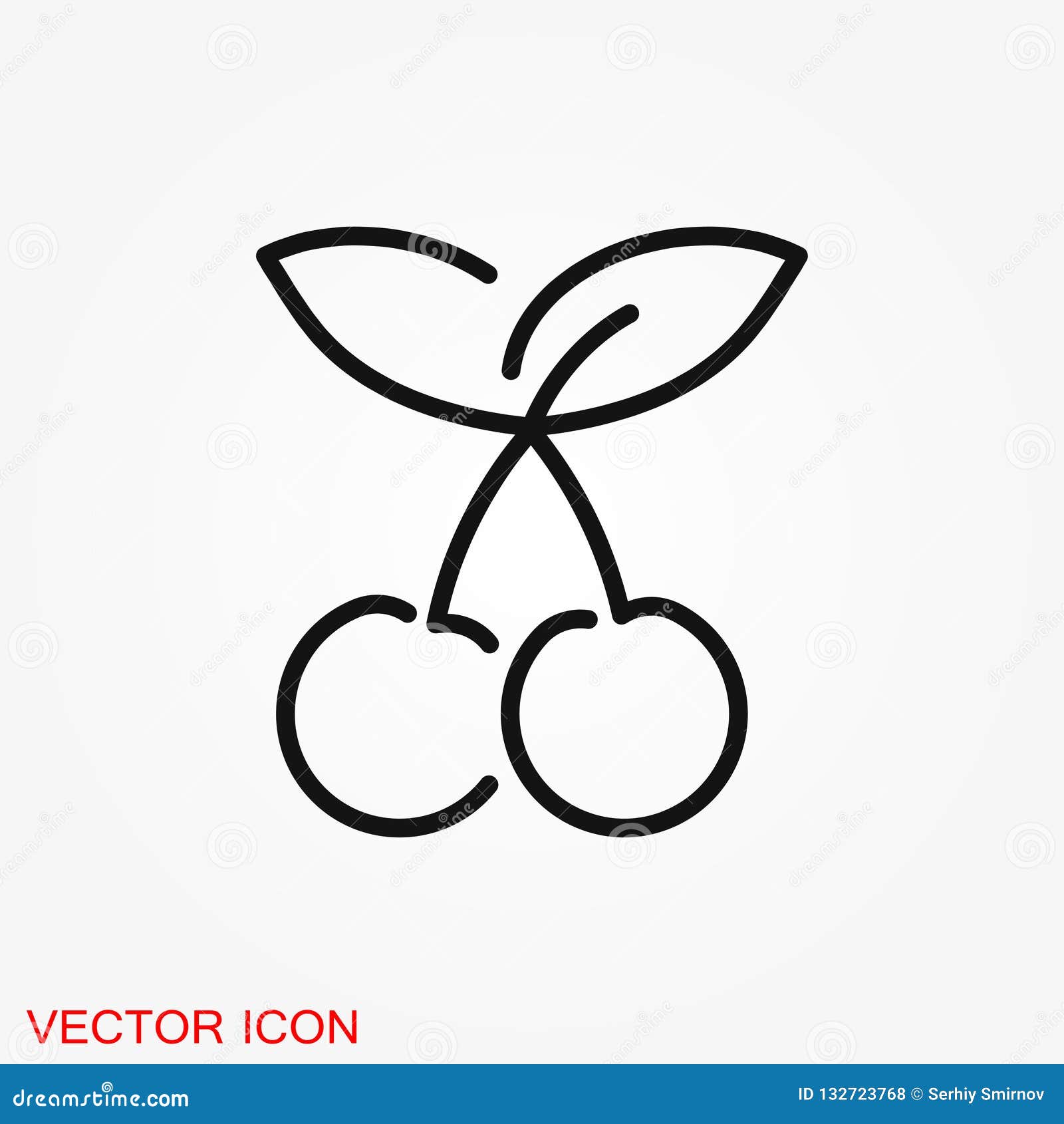 Cherry Icon Vector, Fruit Illustration, Fresh Healthy Cherries Stock ...