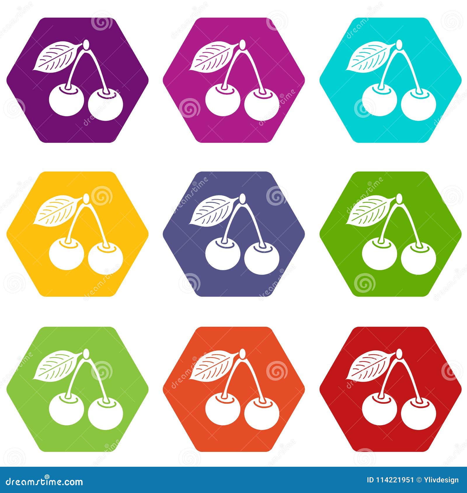 Cherry icons set 9 vector stock vector. Illustration of berry - 114221951