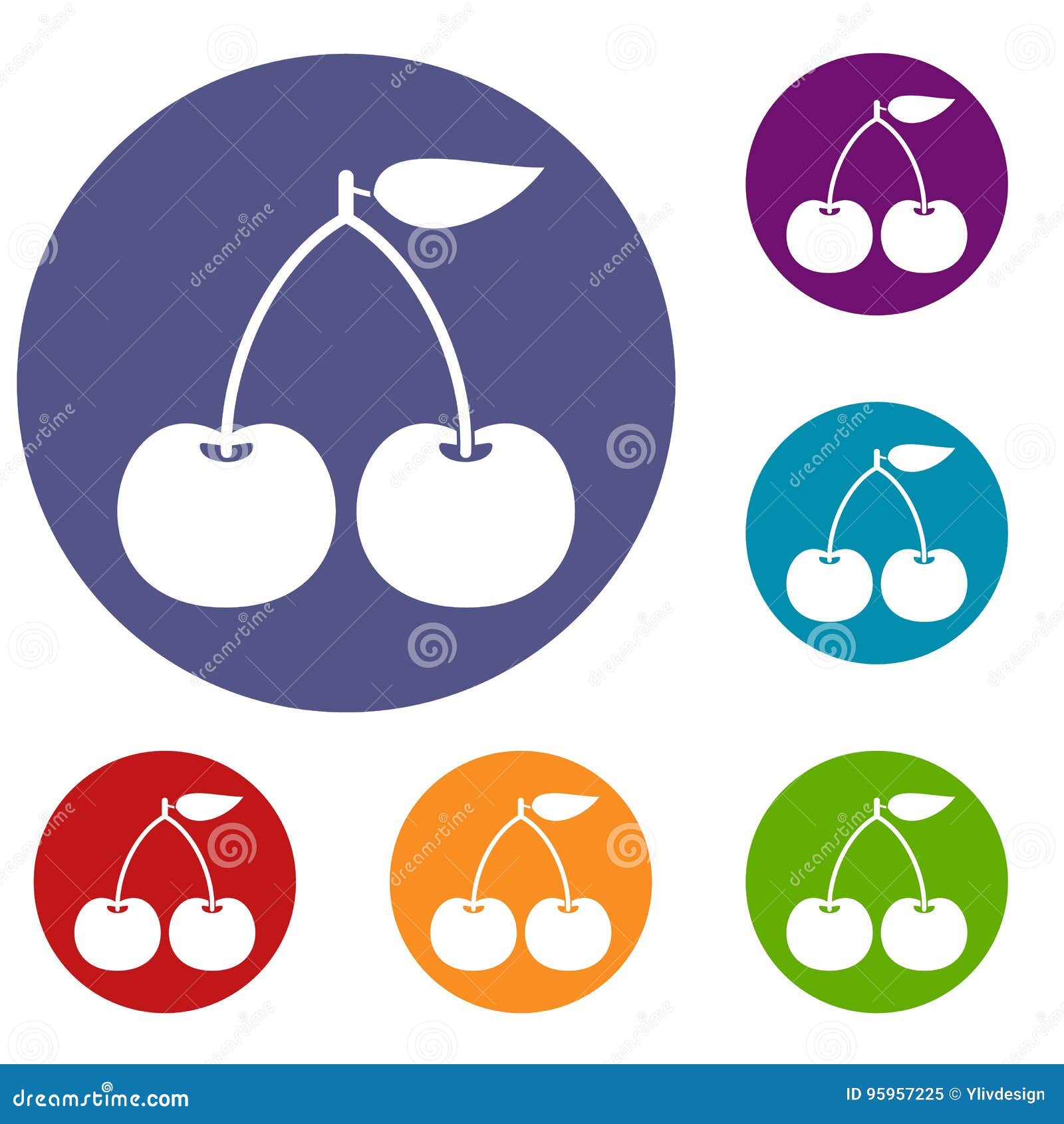 Cherry icons set stock vector. Illustration of vector - 95957225