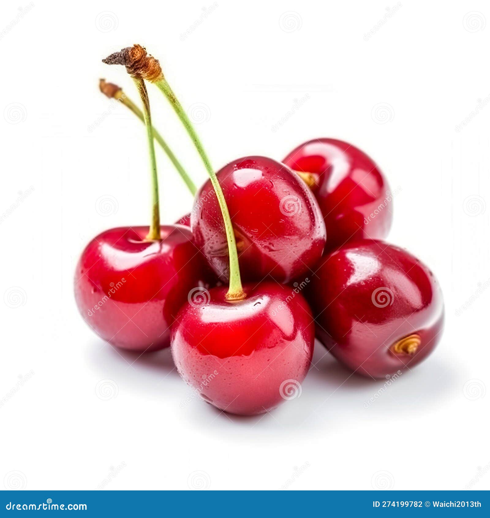 Cherry Isolated. Sour Cherry. Cherries with Leaves on White Background ...