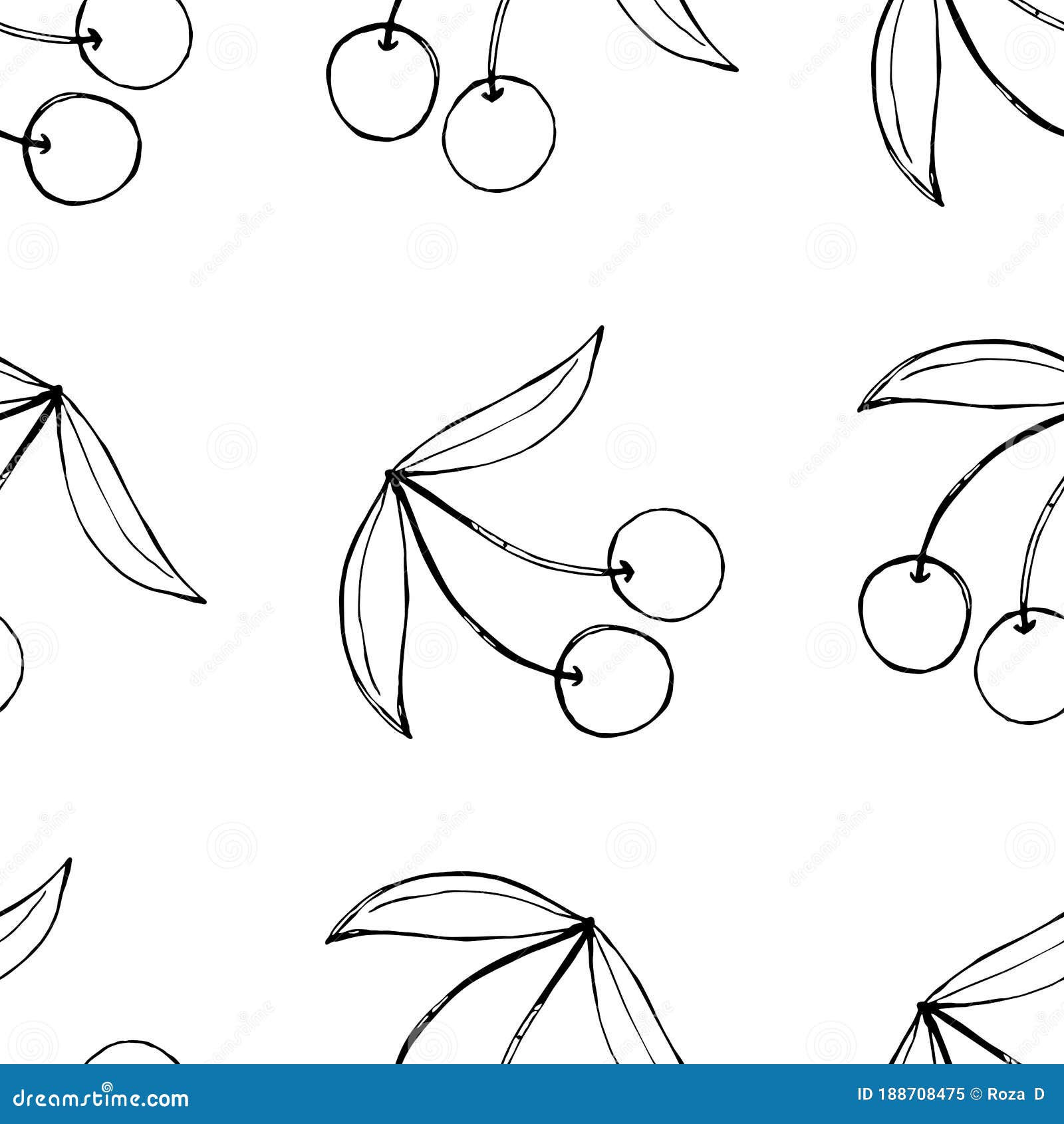 Cherry Sketch Vector Seamless 4 Stock Vector - Illustration of diet ...