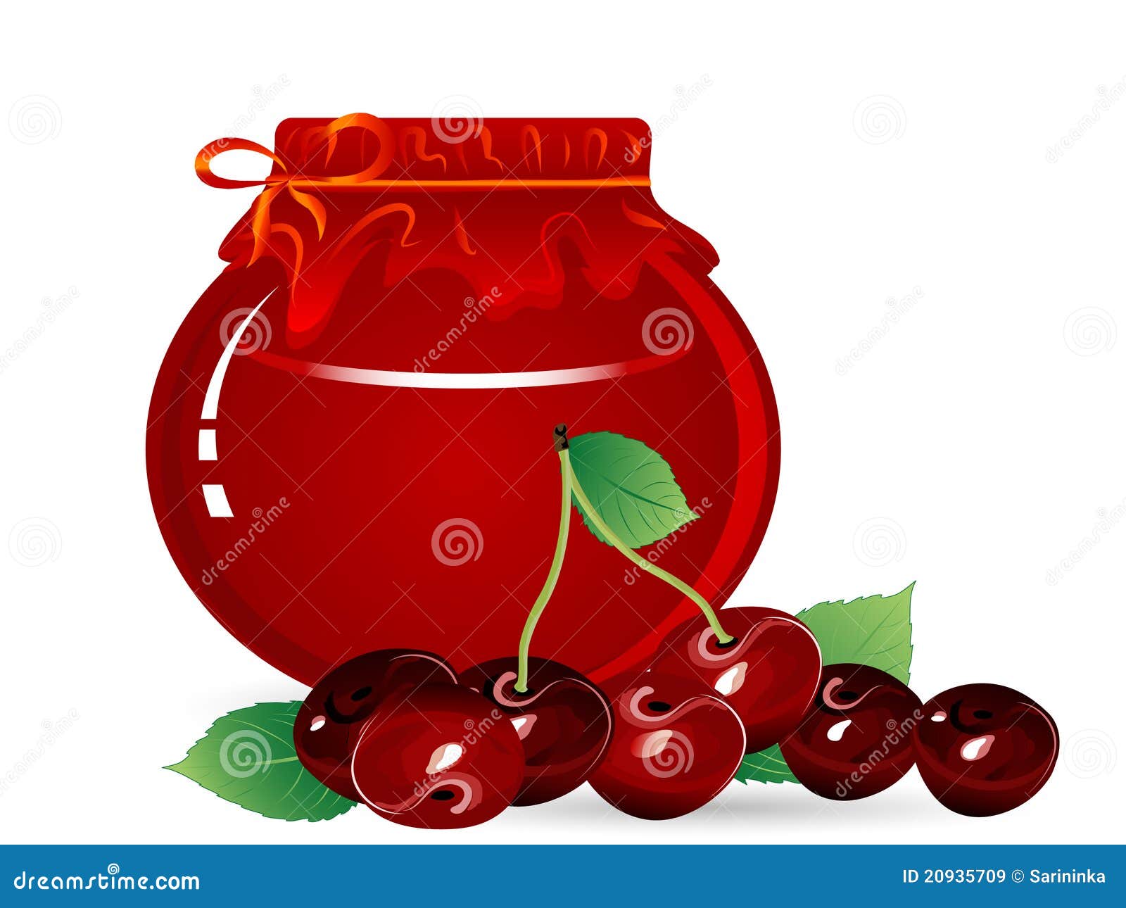 Cherry jam stock vector. Illustration of healthy, leaf - 20935709