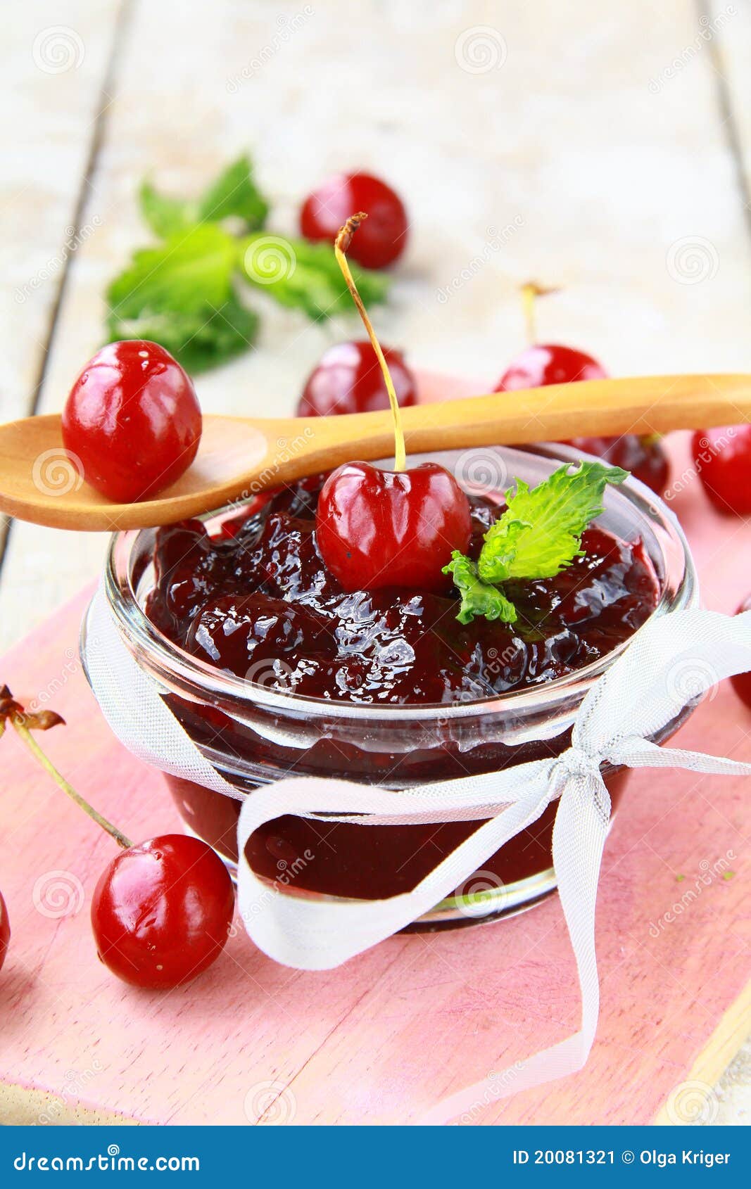 Cherry jam at bank stock image. Image of juicy, sweet - 20081321