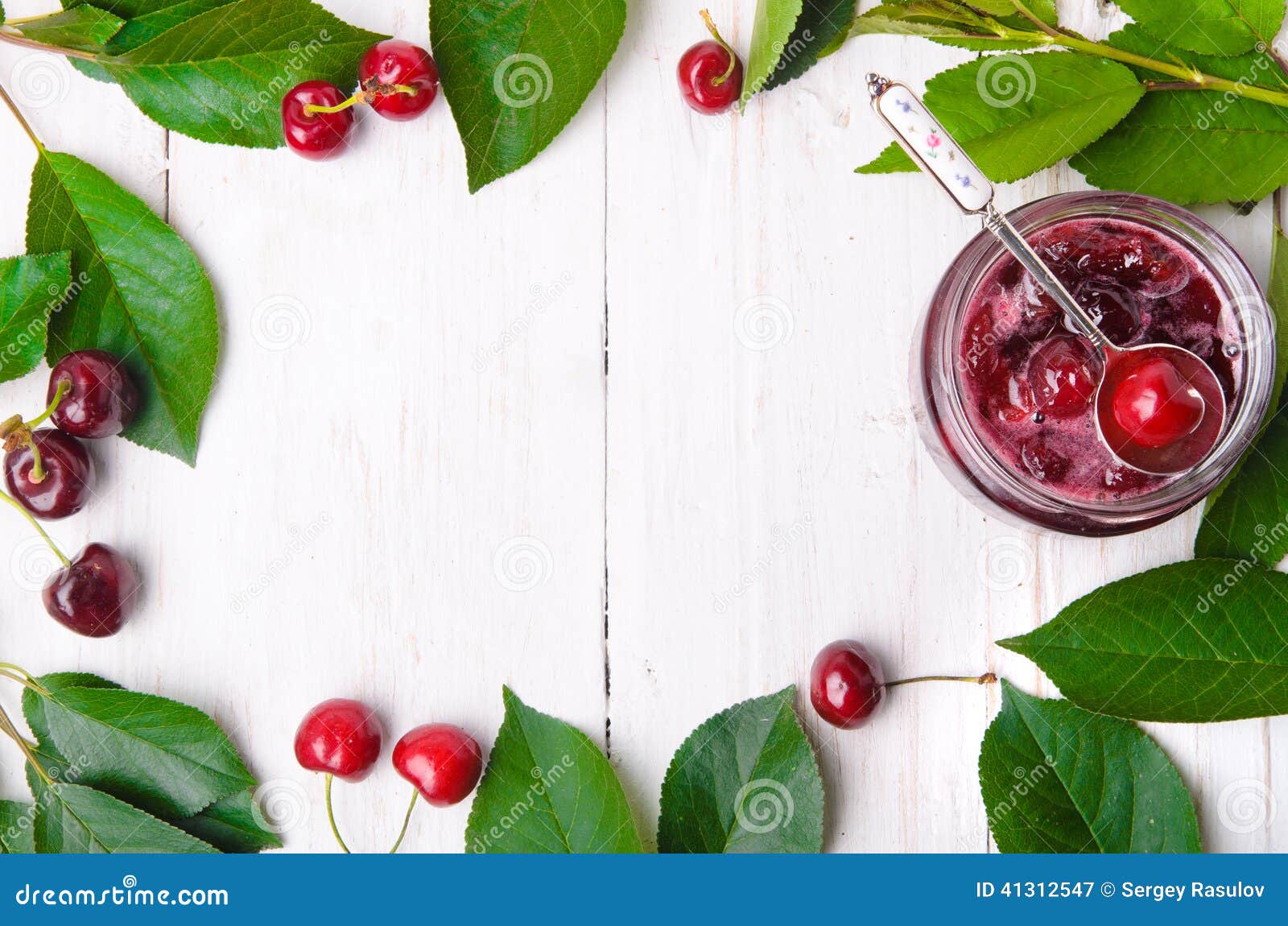 Cherry jam. Frame. stock image. Image of fruit, nature - 41312547