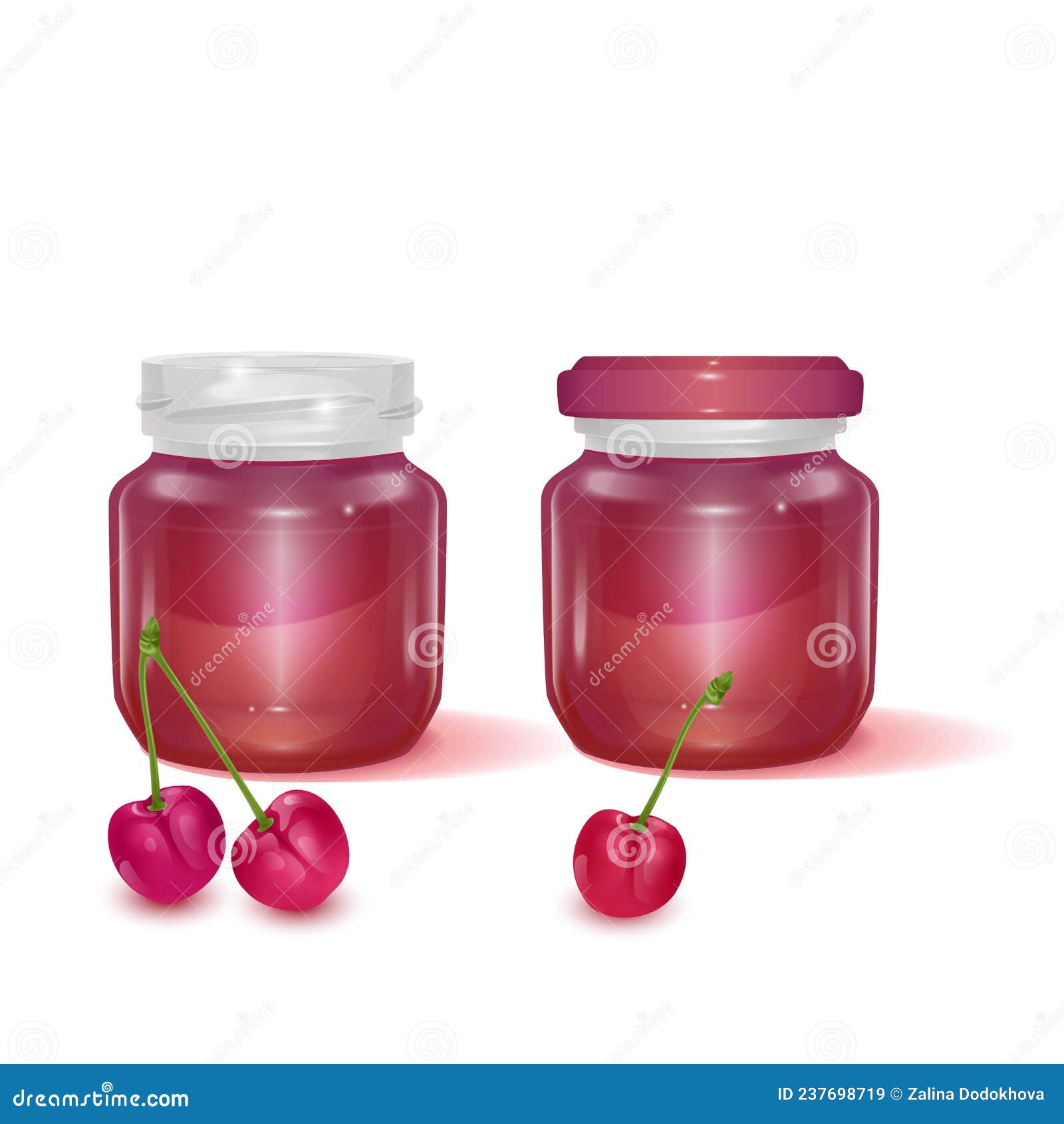 Cherry Jam Jar, Realistic Mock Up. Product Placement Label Design Jar ...