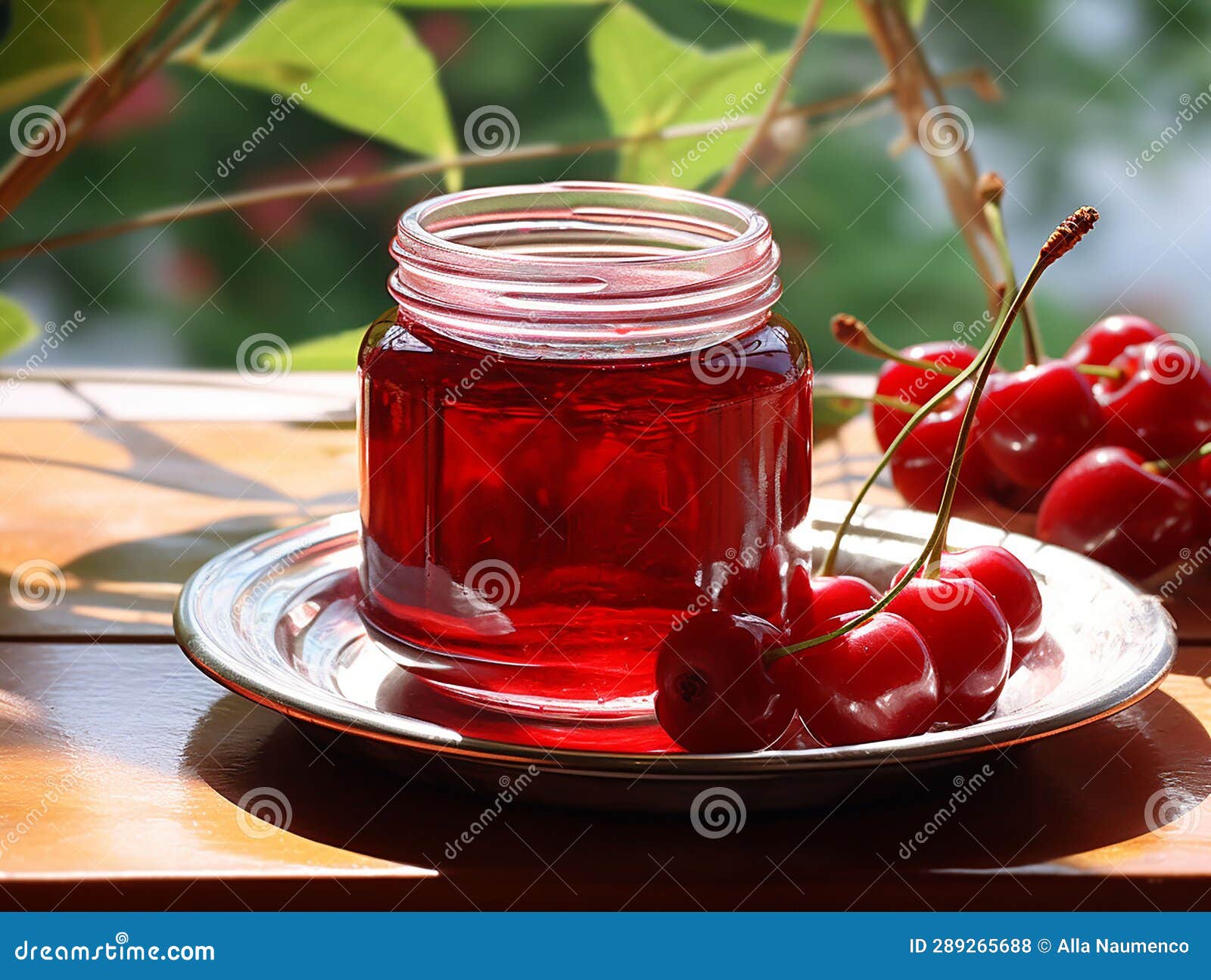 Cherry Jam on Table by the Window Stock Illustration - Illustration of ...
