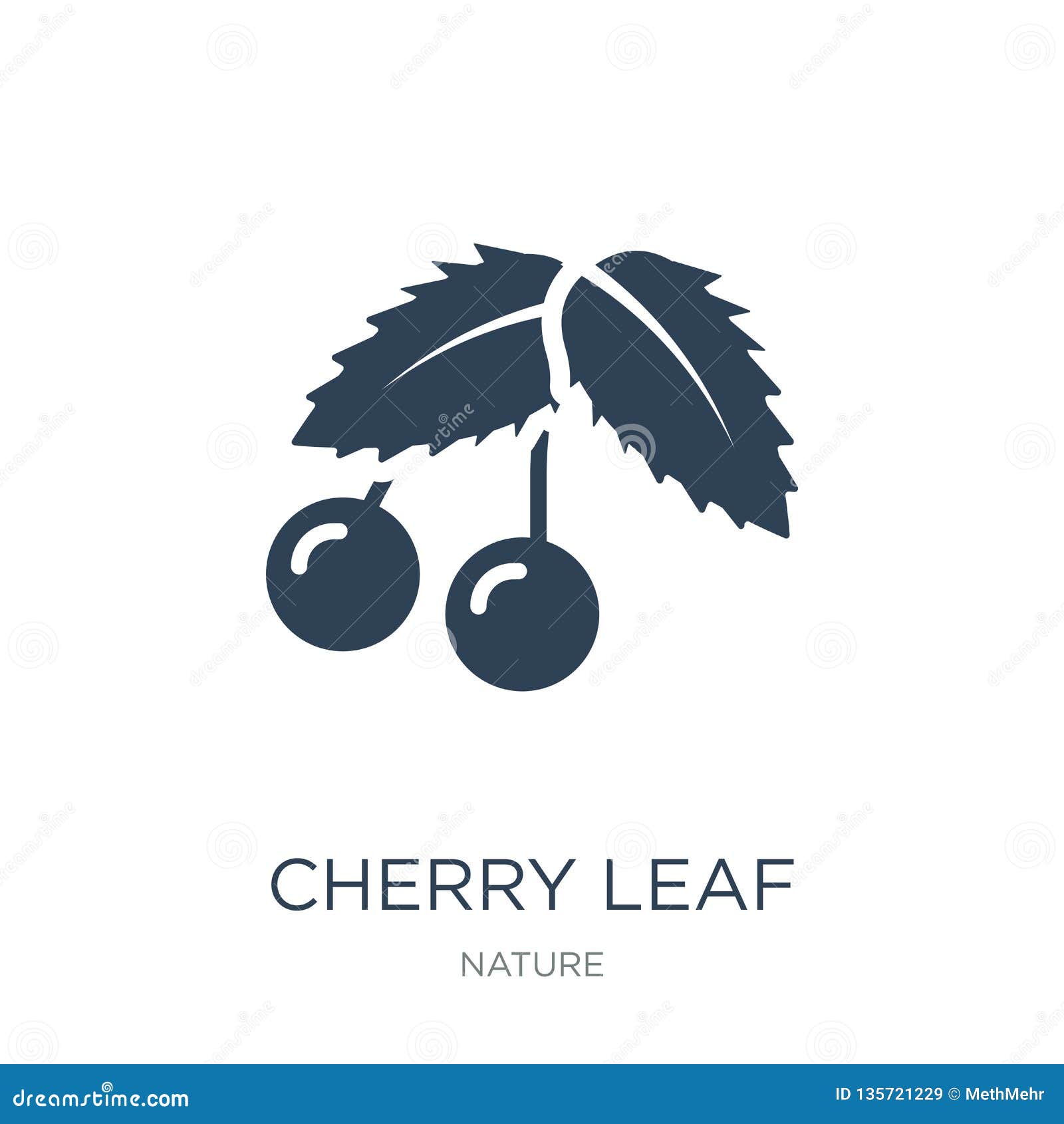 Cherry Leaf Icon In Trendy Design Style. Cherry Leaf Icon Isolated On ...