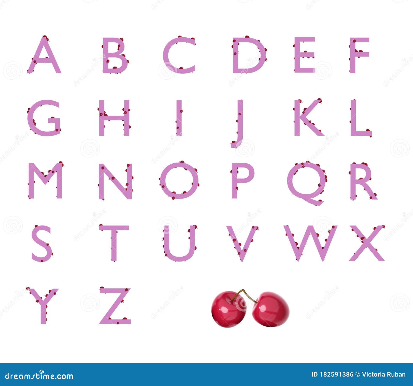 Cherry letters alphabet stock illustration. Illustration of background ...