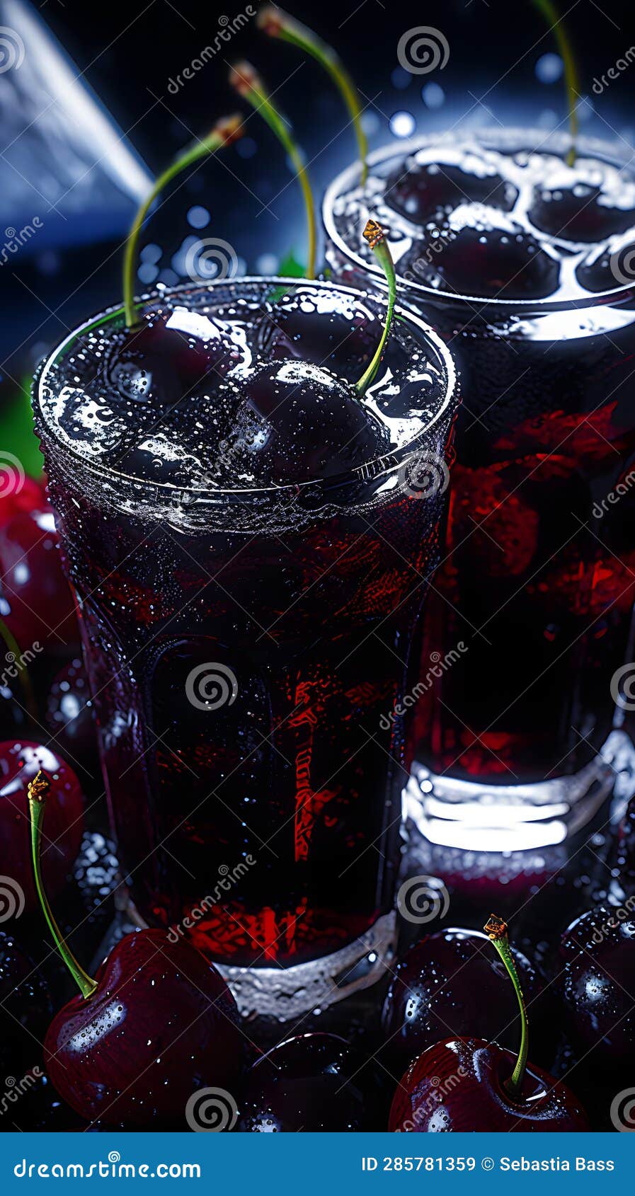 Cherry Limeade, Lemonade, Cola, Cocktail in Glass Stock Image - Image ...