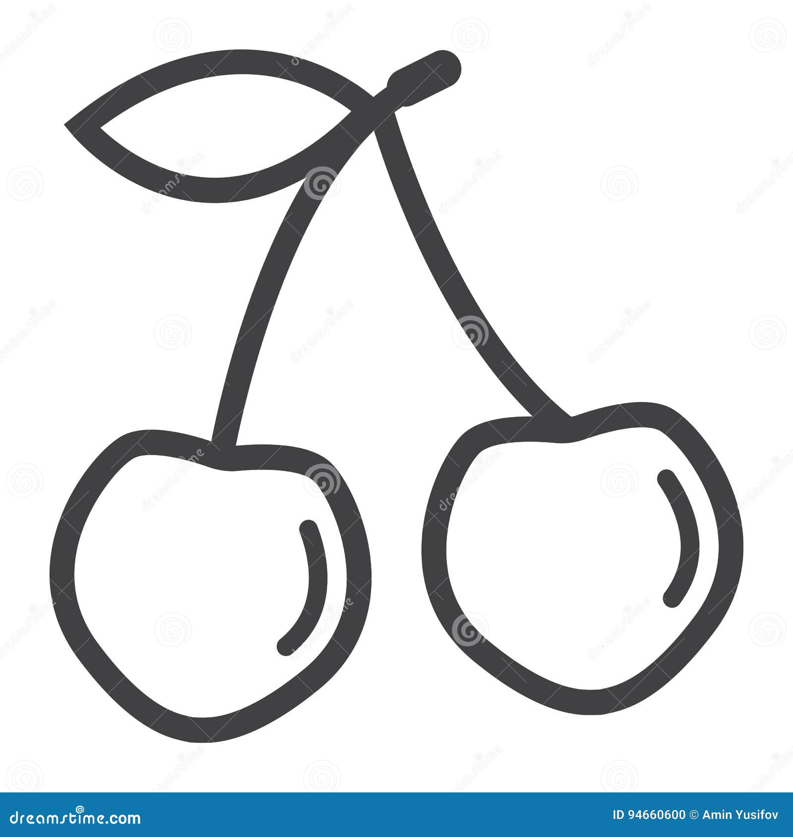 Cherry Line Icon, Outline Vector Illustration Isolated On White ...