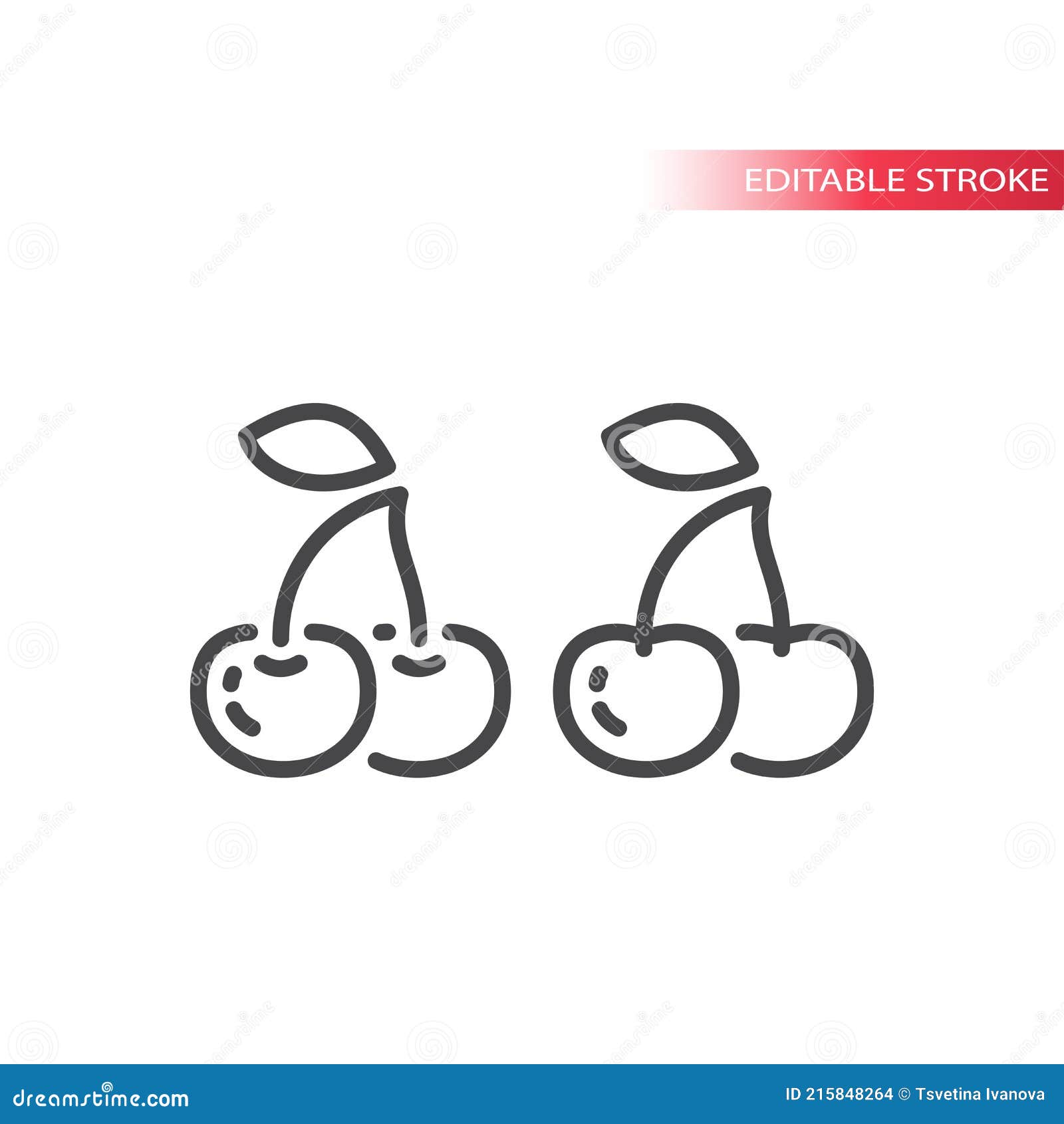 Cherry Line Vector Icon. Cherries Outline Symbol, Editable Stroke Stock ...