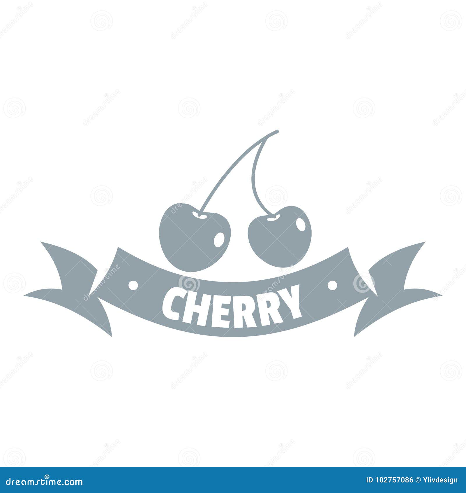 Cherry Logo, Simple Gray Style Stock Vector - Illustration of dessert ...