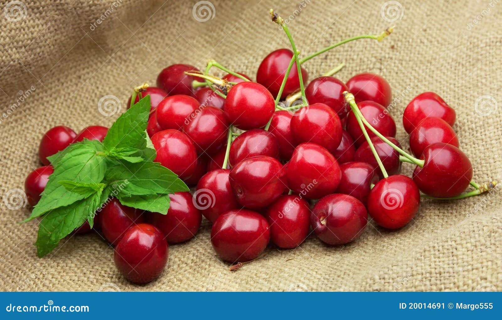 Cherry with mint stock image. Image of diet, food, black - 20014691