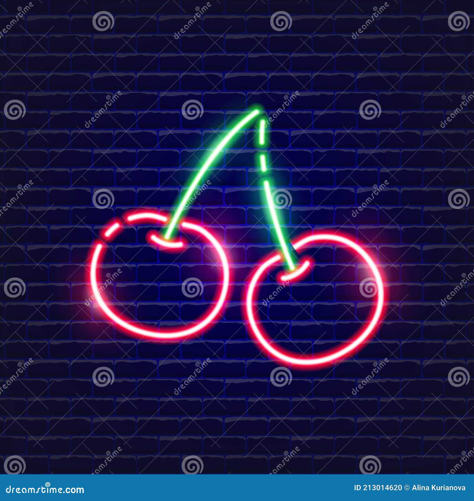 Cherry Neon Icon. Glowing Vector Illustration Icon for Mobile, Web and ...