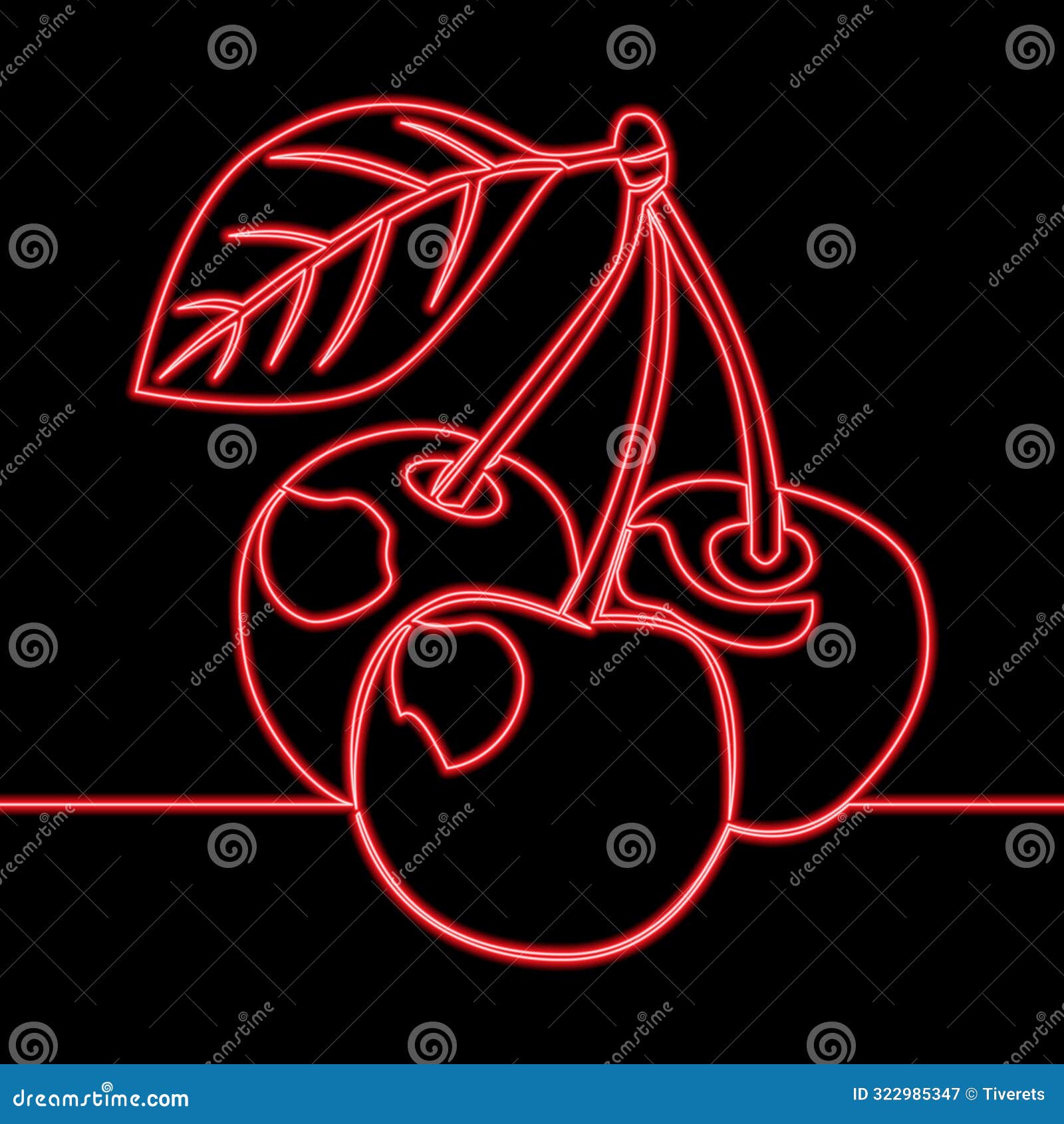 Cherry Neon Sign with Berries Icon Neon Glow Concept Stock Vector ...