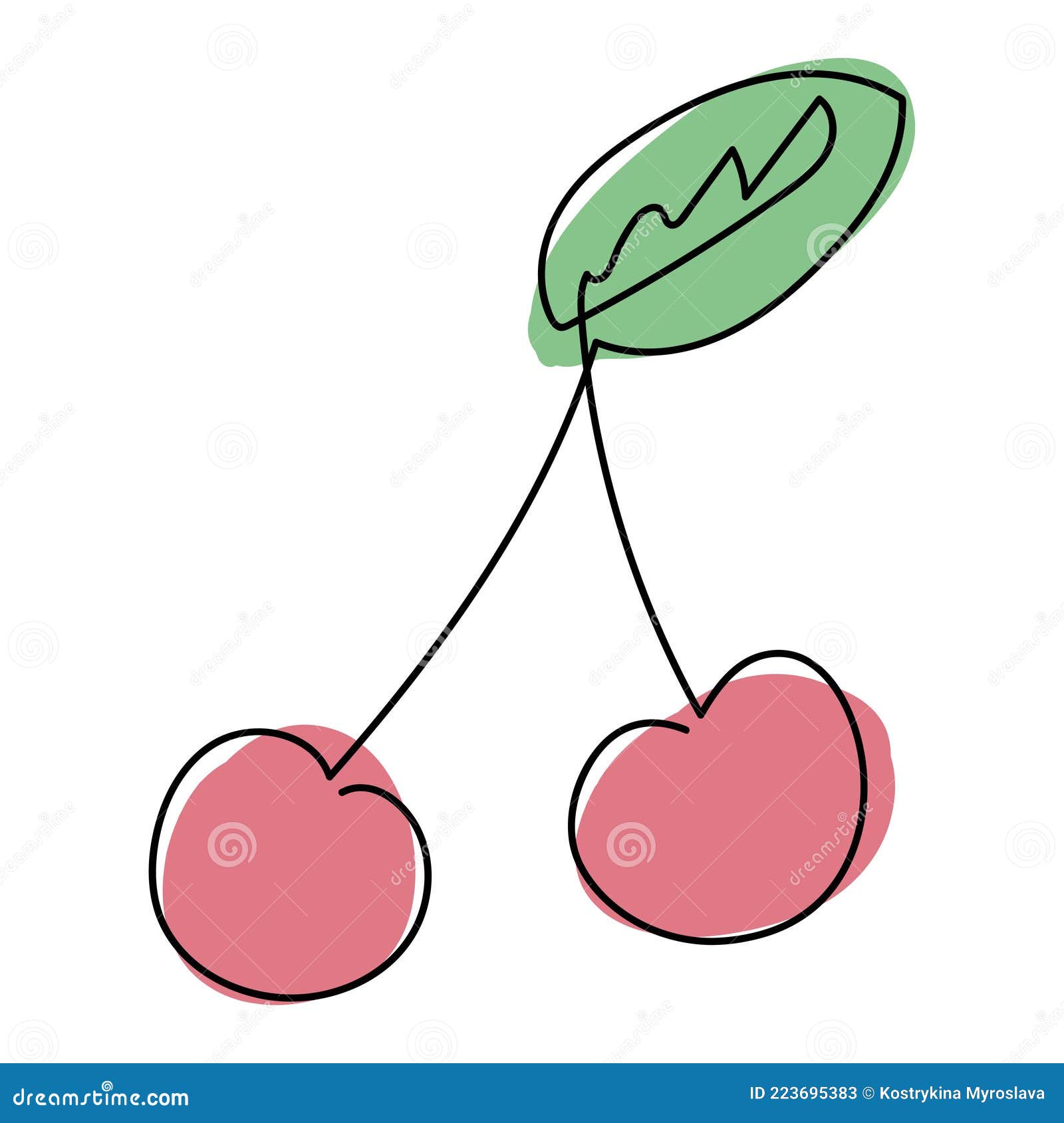 Cherry - One Line Drawing Continuous Fruit Hand-drawn Minimalist Simple ...