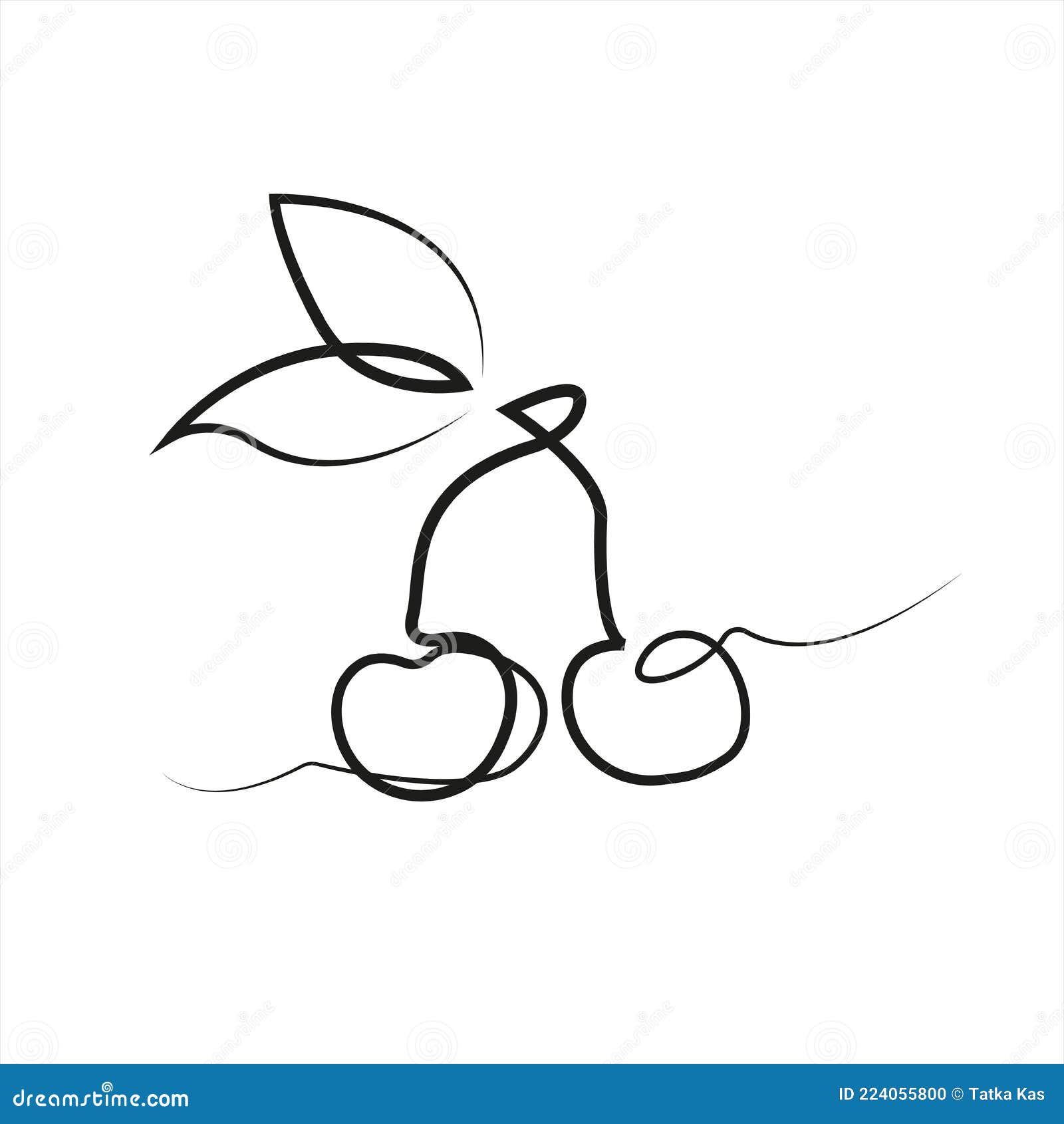 Cherry - One Line Drawing. Vector Illustration | CartoonDealer.com ...