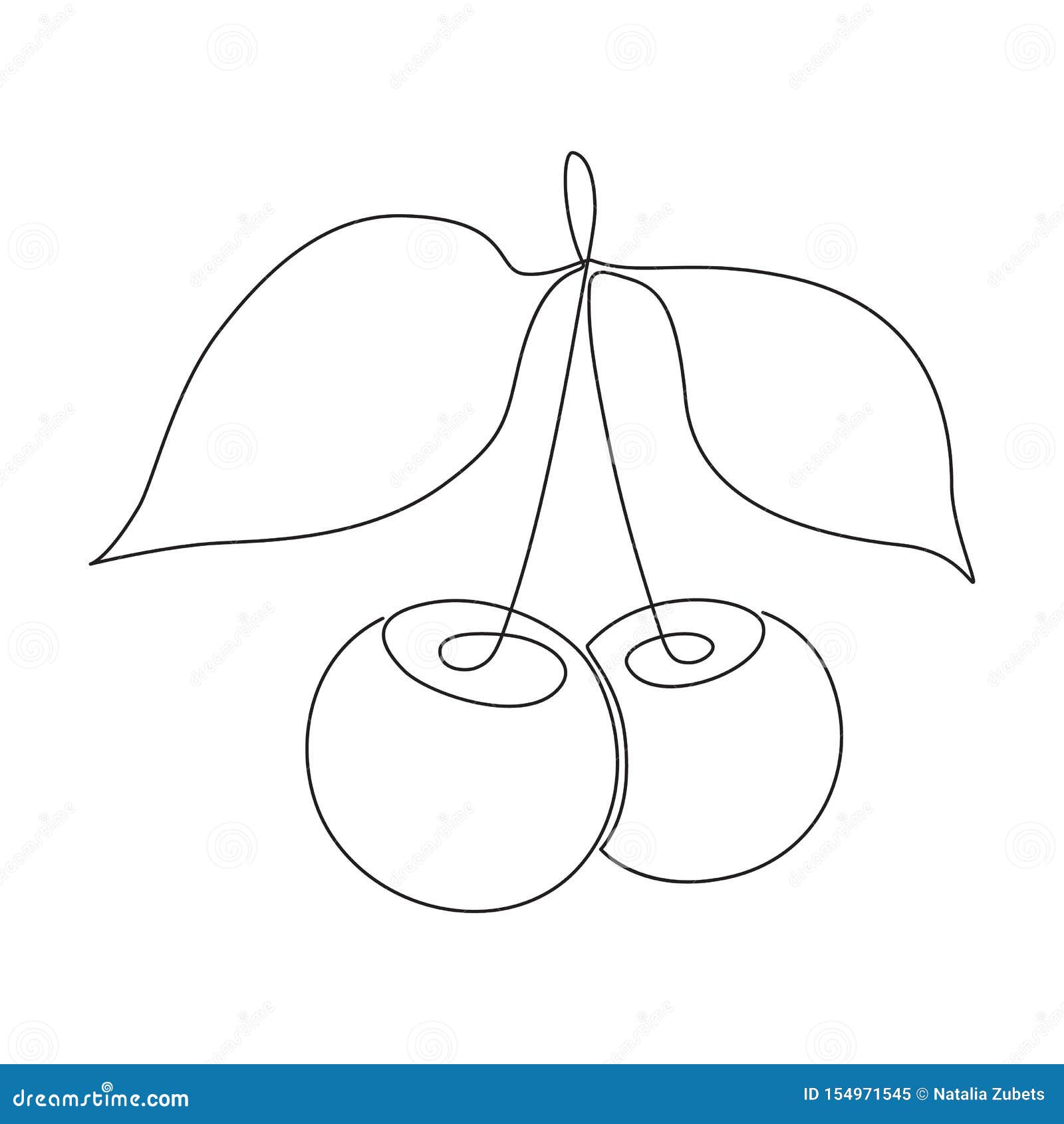 Cherry One Line Image stock vector. Illustration of botanical - 154971545