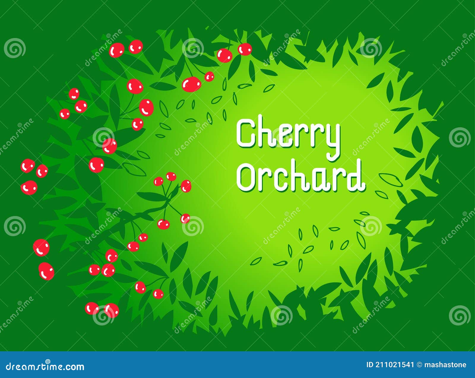Cherry Orchard Background. Frame Made with Leaves. Vector Illustration ...