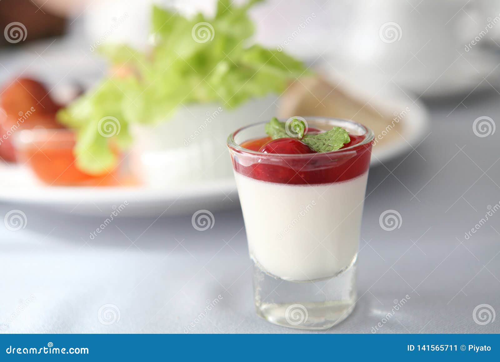 Cherry Panna Cotta pudding stock image. Image of food - 141565711