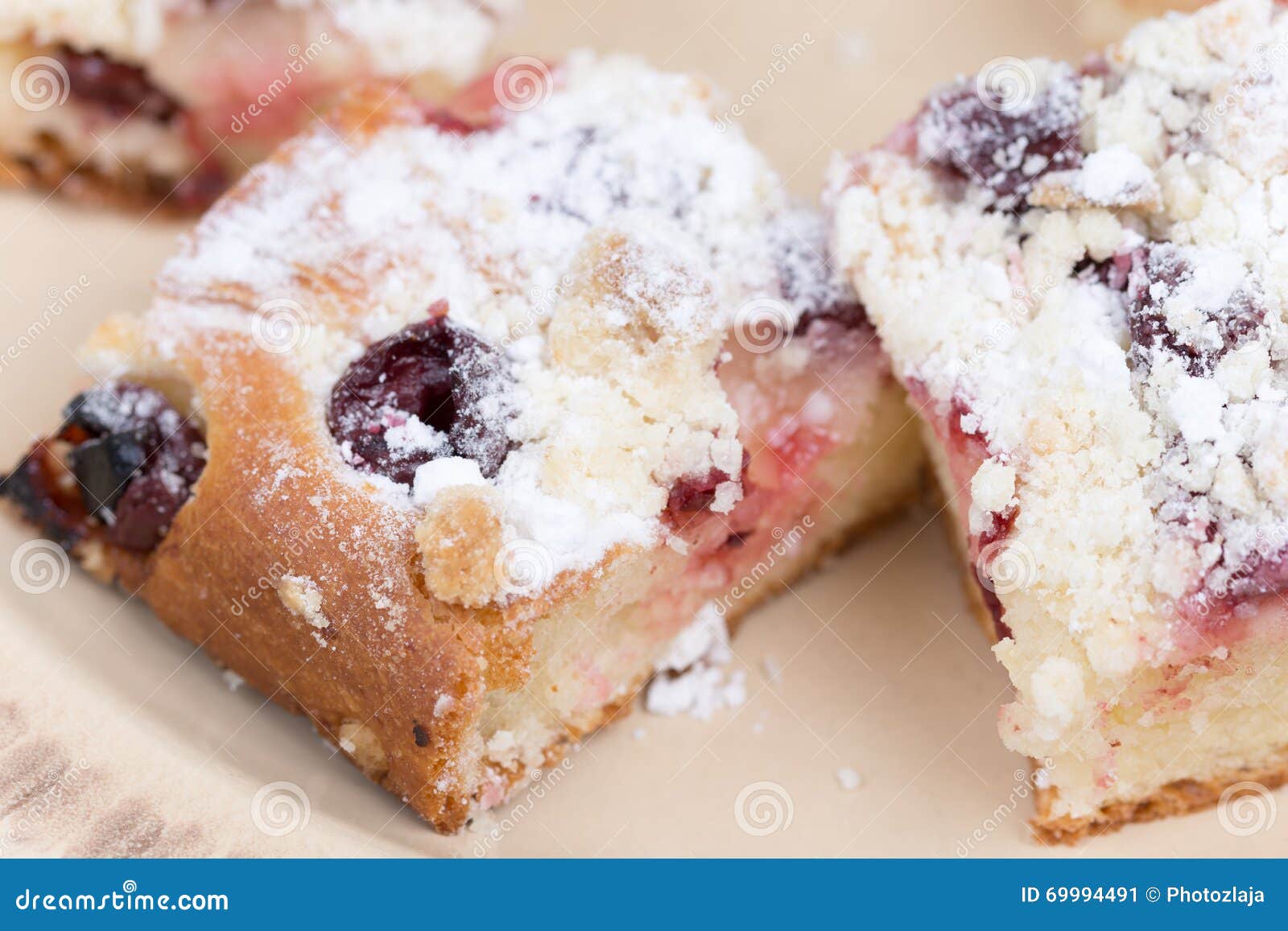 Cherry Pastries Served on the Plate Stock Image - Image of baked ...