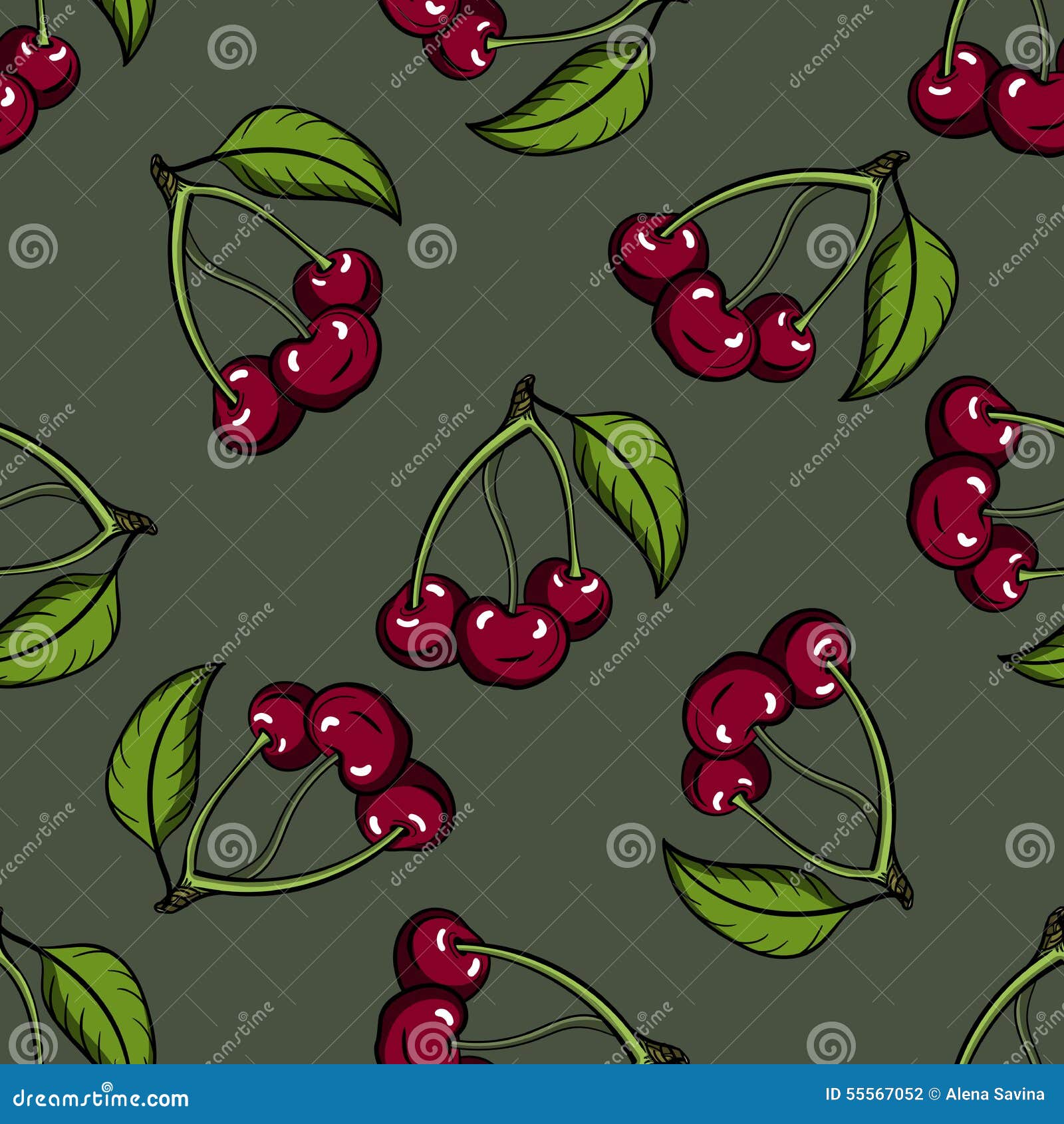Cherry Pattern stock vector. Illustration of drawing - 55567052