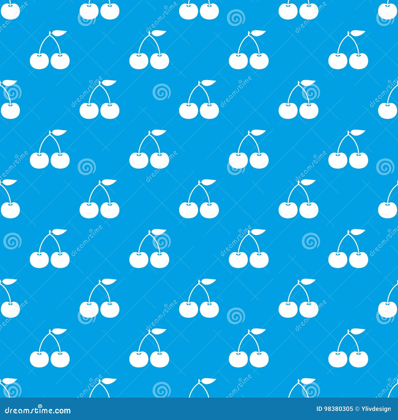 Cherry Pattern Seamless Blue Stock Vector - Illustration of geometric ...