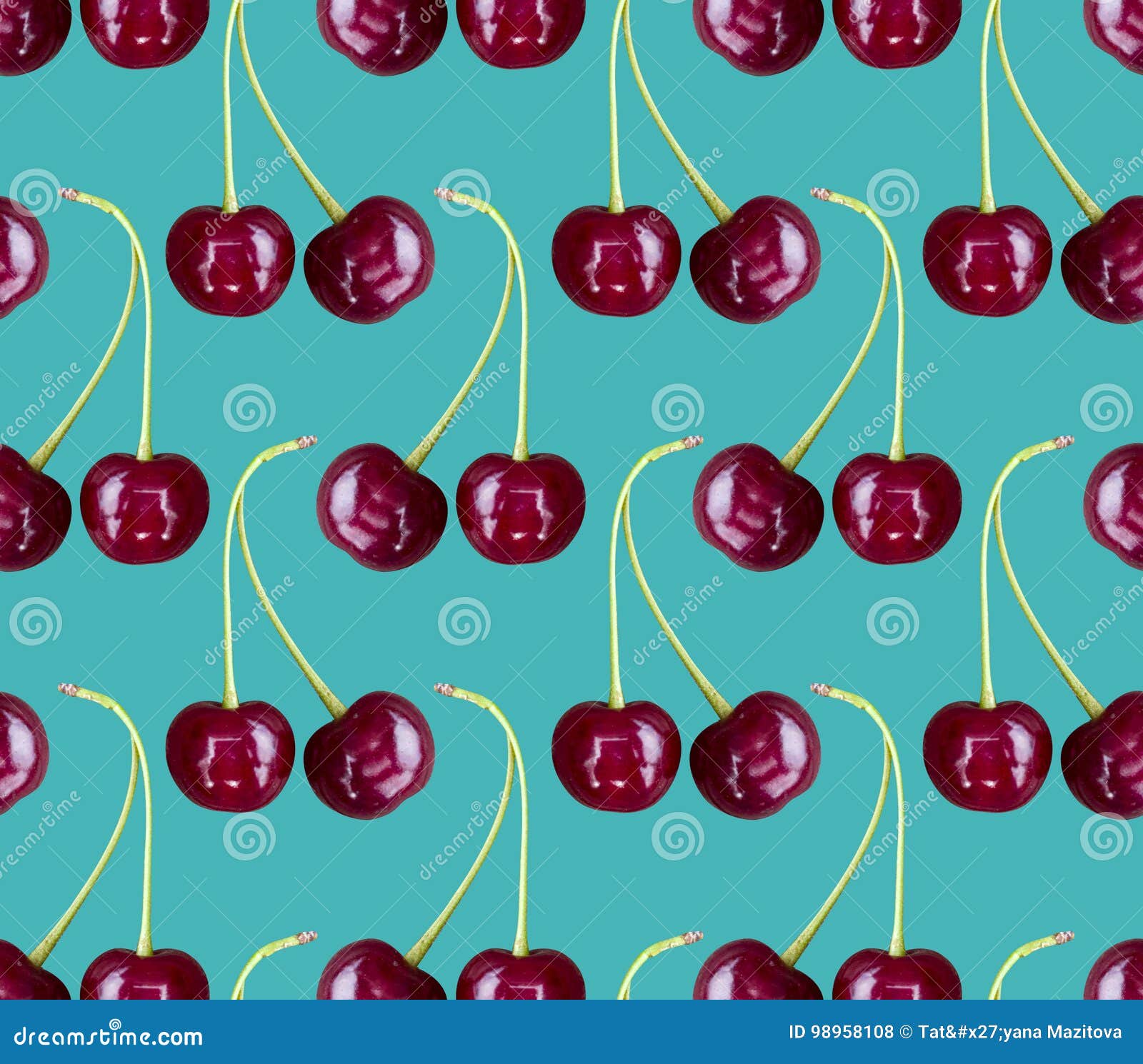 Cherry Pattern Seamless. Red Berry Background Texture Stock Photo ...