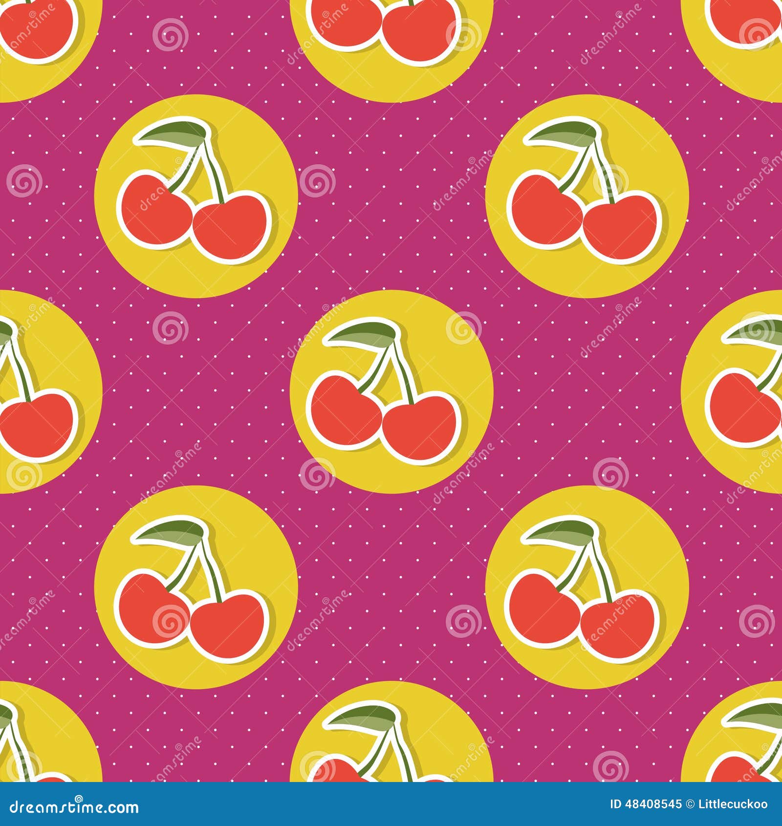 Cherry Pattern. Seamless Texture with Ripe Red Cherries Stock Vector ...
