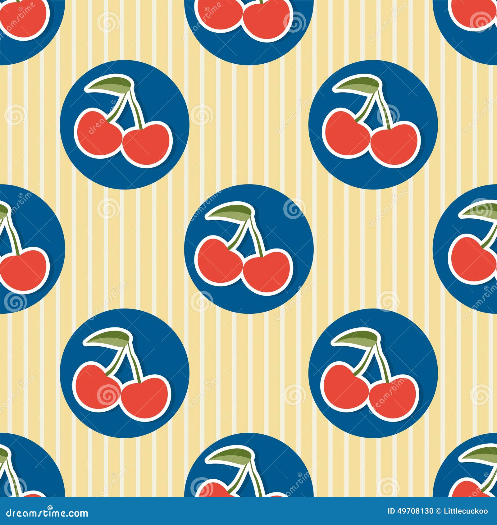 Cherry Pattern. Seamless Texture with Ripe Red Cherries Stock Vector ...