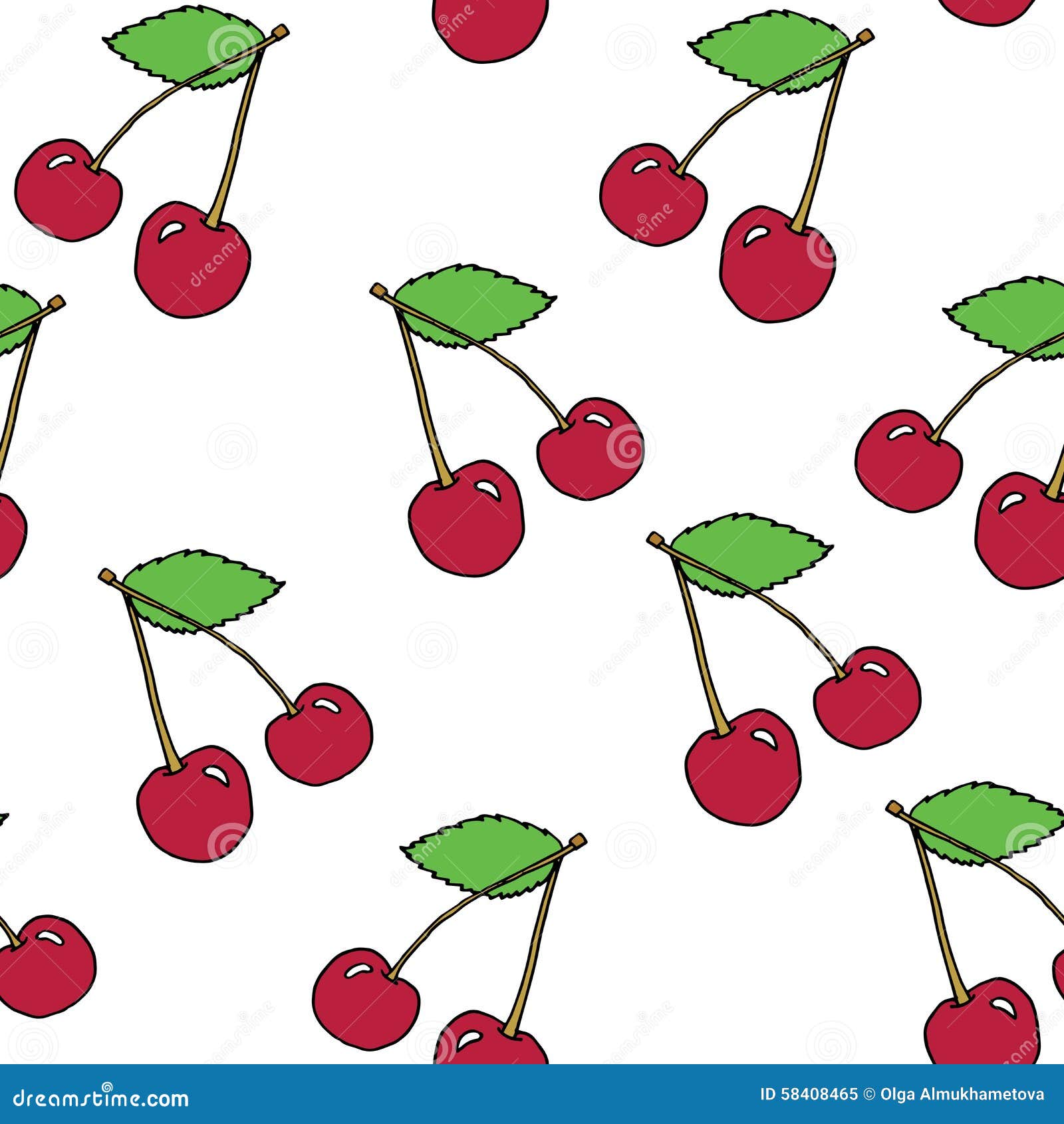 Cherry pattern stock vector. Illustration of leaf, fabric - 58408465