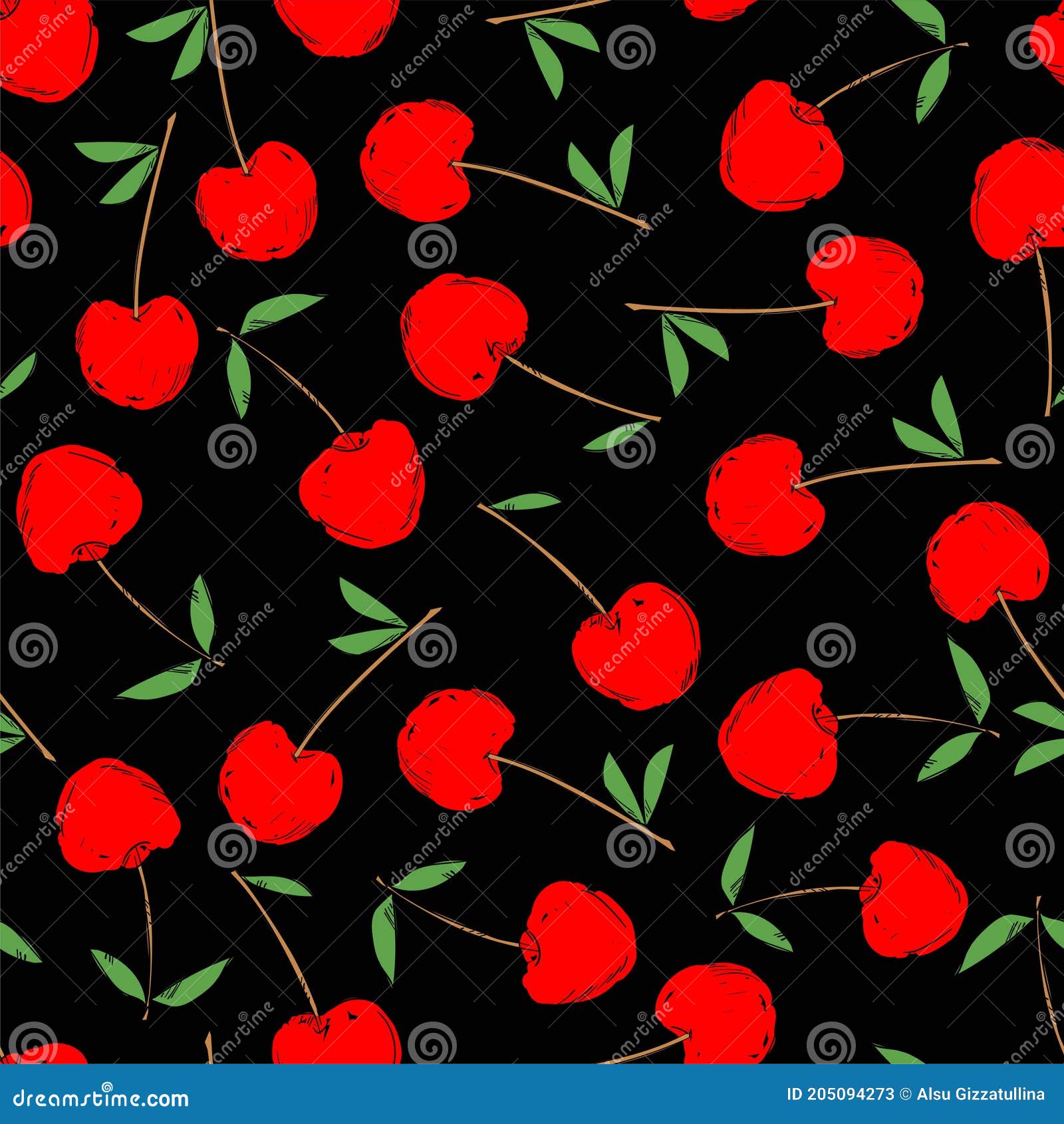 Cherry Pattern Seamless Vector Illustration Trend Background Design for ...