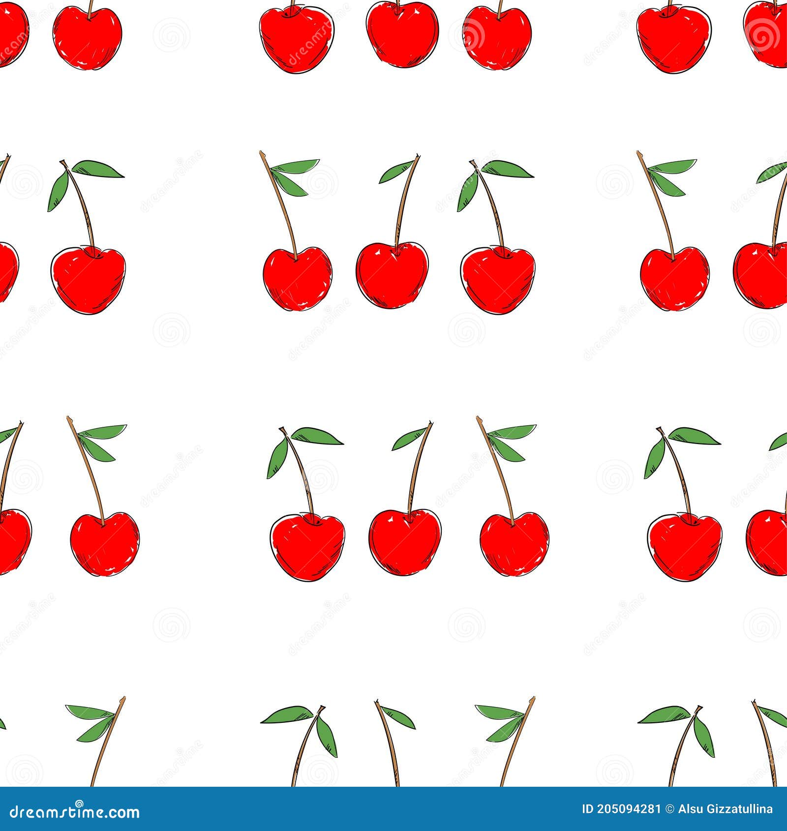 Cherry Pattern Seamless Vector Illustration Trend Background Design for ...
