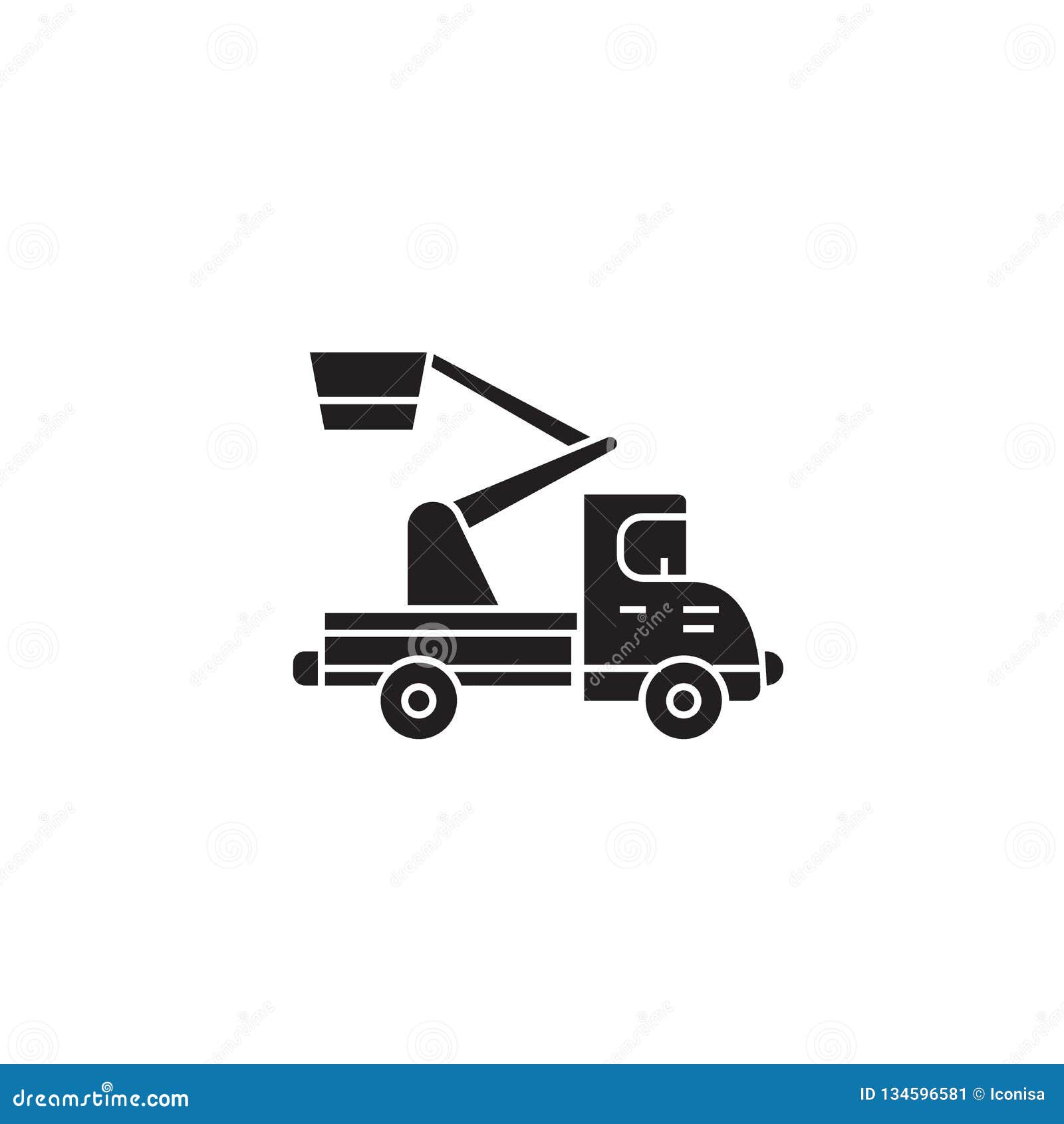 Cherry Picker Black Vector Concept Icon. Cherry Picker Flat ...