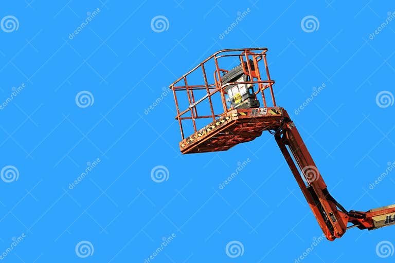 Cherry picker on blue stock image. Image of cherrie, hydraulics - 9654805