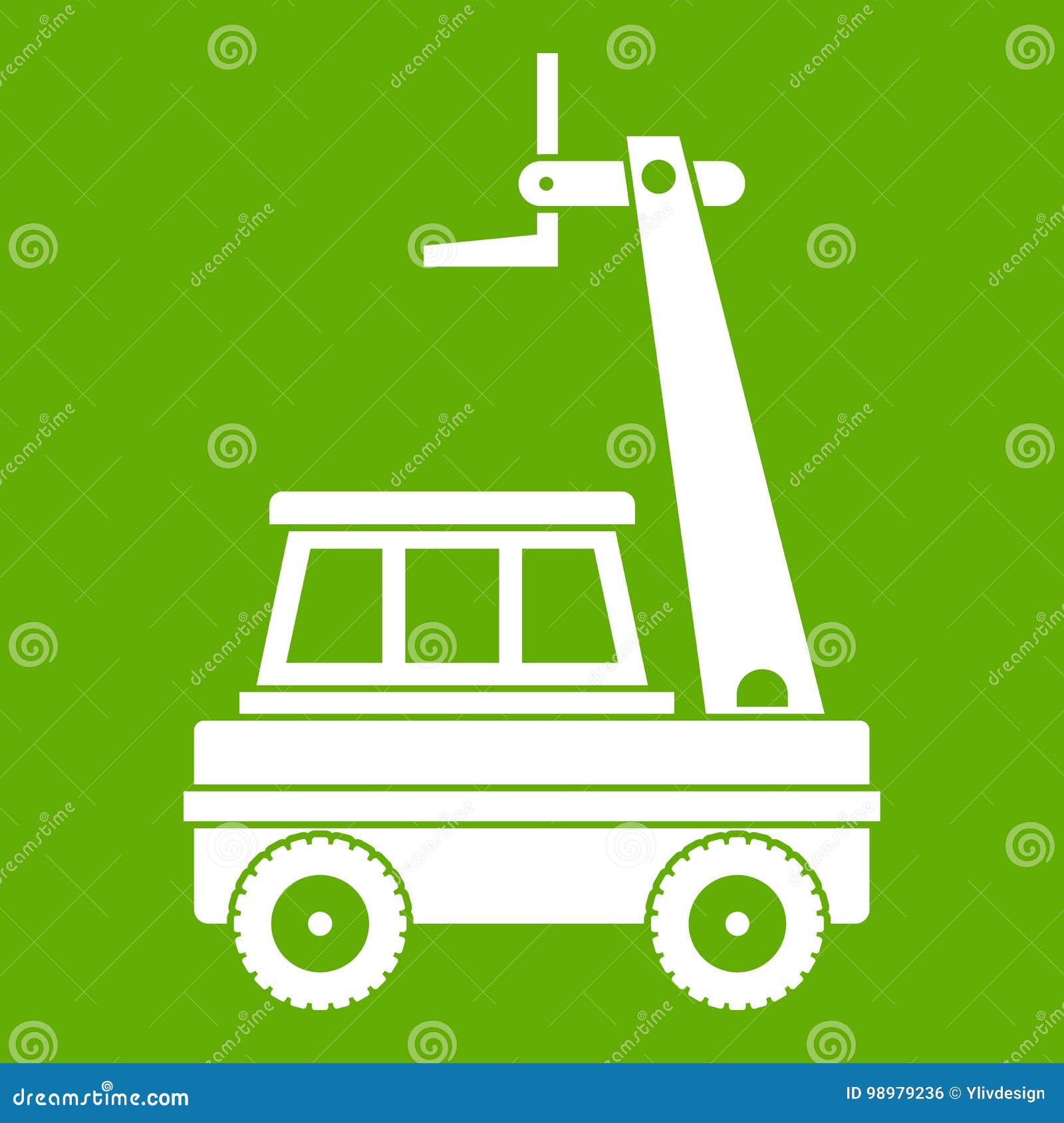 Cherry picker icon green stock vector. Illustration of lift - 98979236