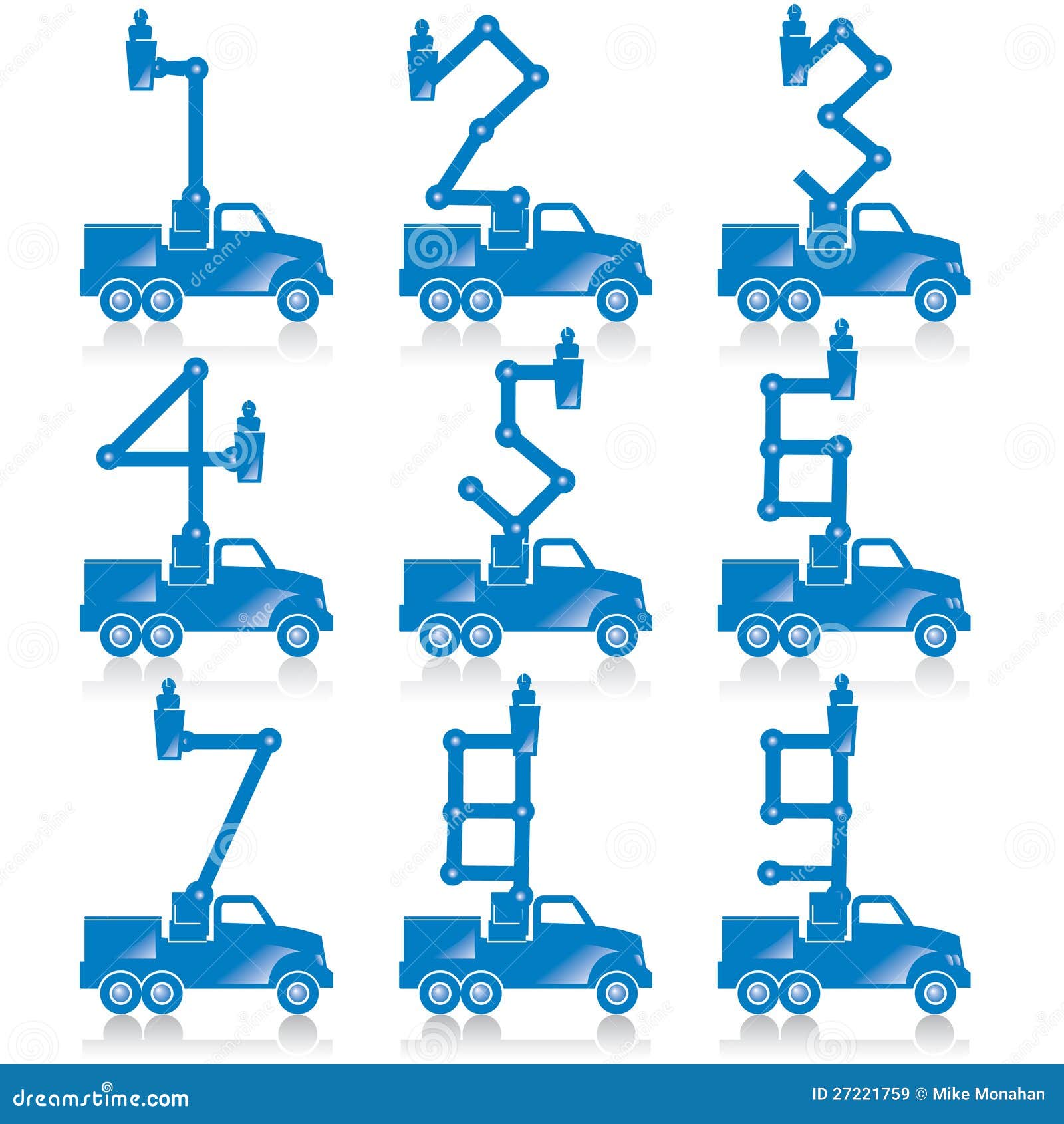 Cherry Pickers Forming Numbers Stock Vector - Illustration of profile ...