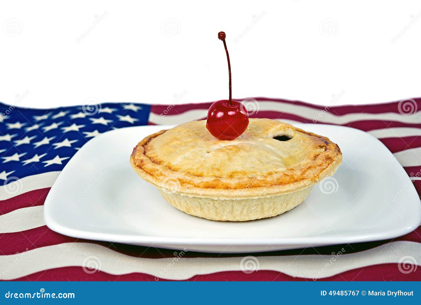Cherry Pie on a American Flag Stock Image - Image of blue, white: 49485767