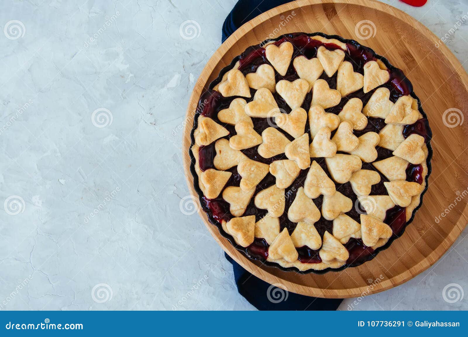 Cherry Pie with Heart Shape Decorations Stock Image - Image of heart ...